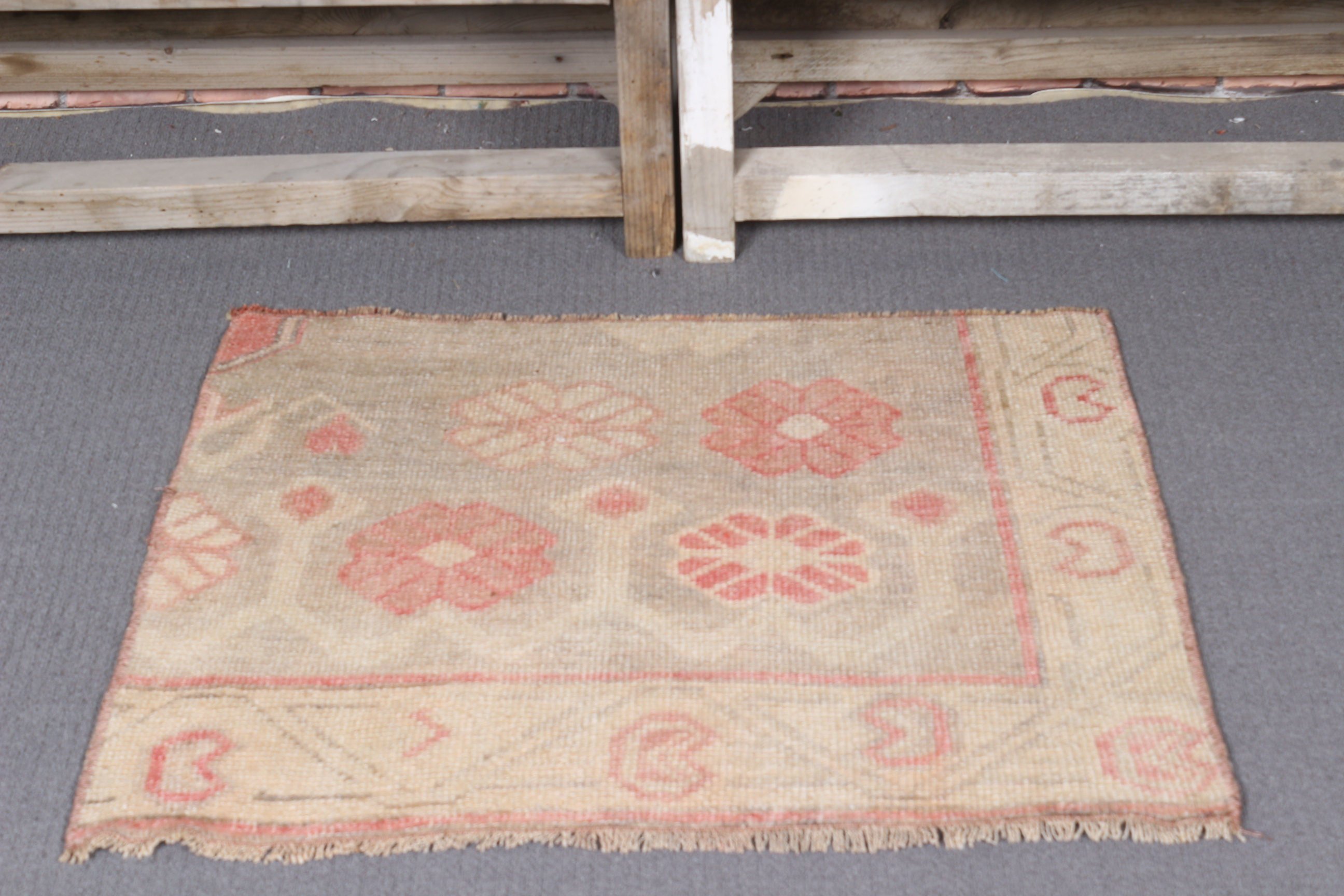 Winston Porter Vintage Small Turkish Oushak Rug in Vibrant Pink for Entryway Door Mat Made of ...