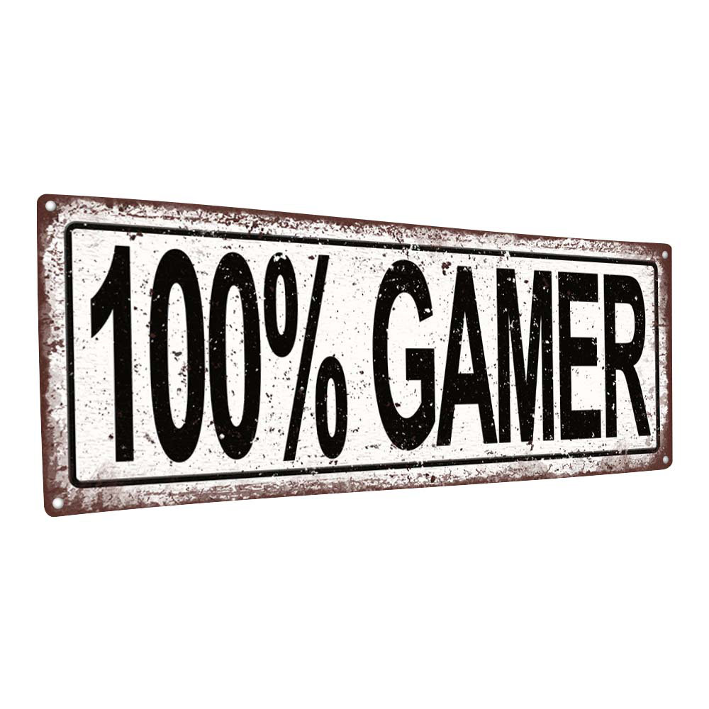 Trinx Distressed, 100% Gamer Metal Sign - Wayfair Canada