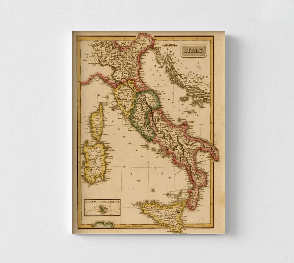 WeFrameArt Italy 1817 By Vintage Maps, Italian Map Print, Antique Map ...