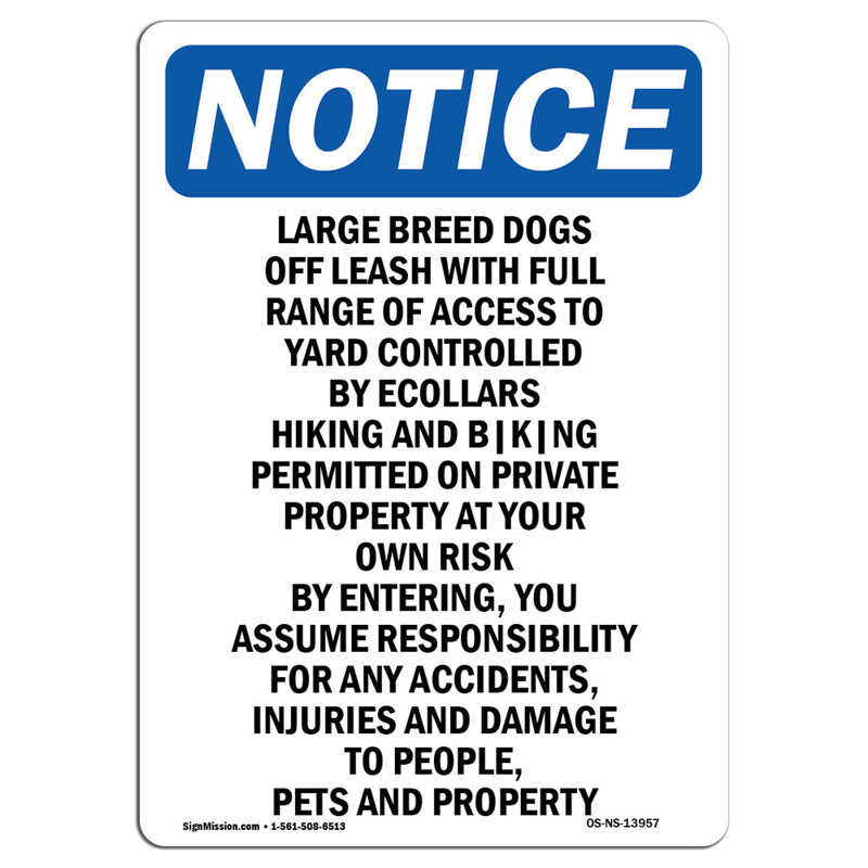 SignMission Large Breed Dogs Off Leash with Sign | Wayfair