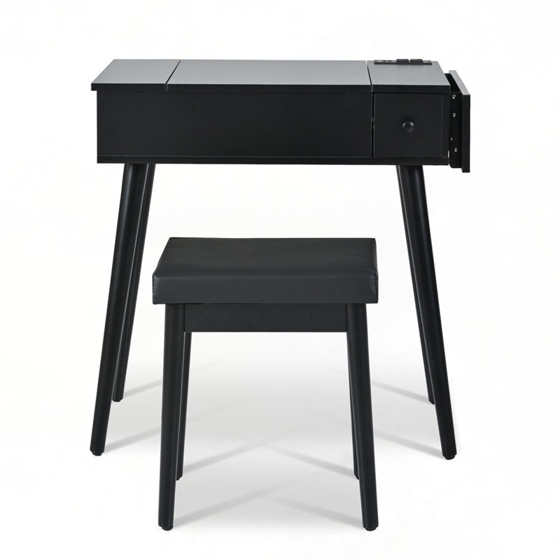 Corrigan Studio® Dressing Table with Charging Station, 2 Drawers and ...