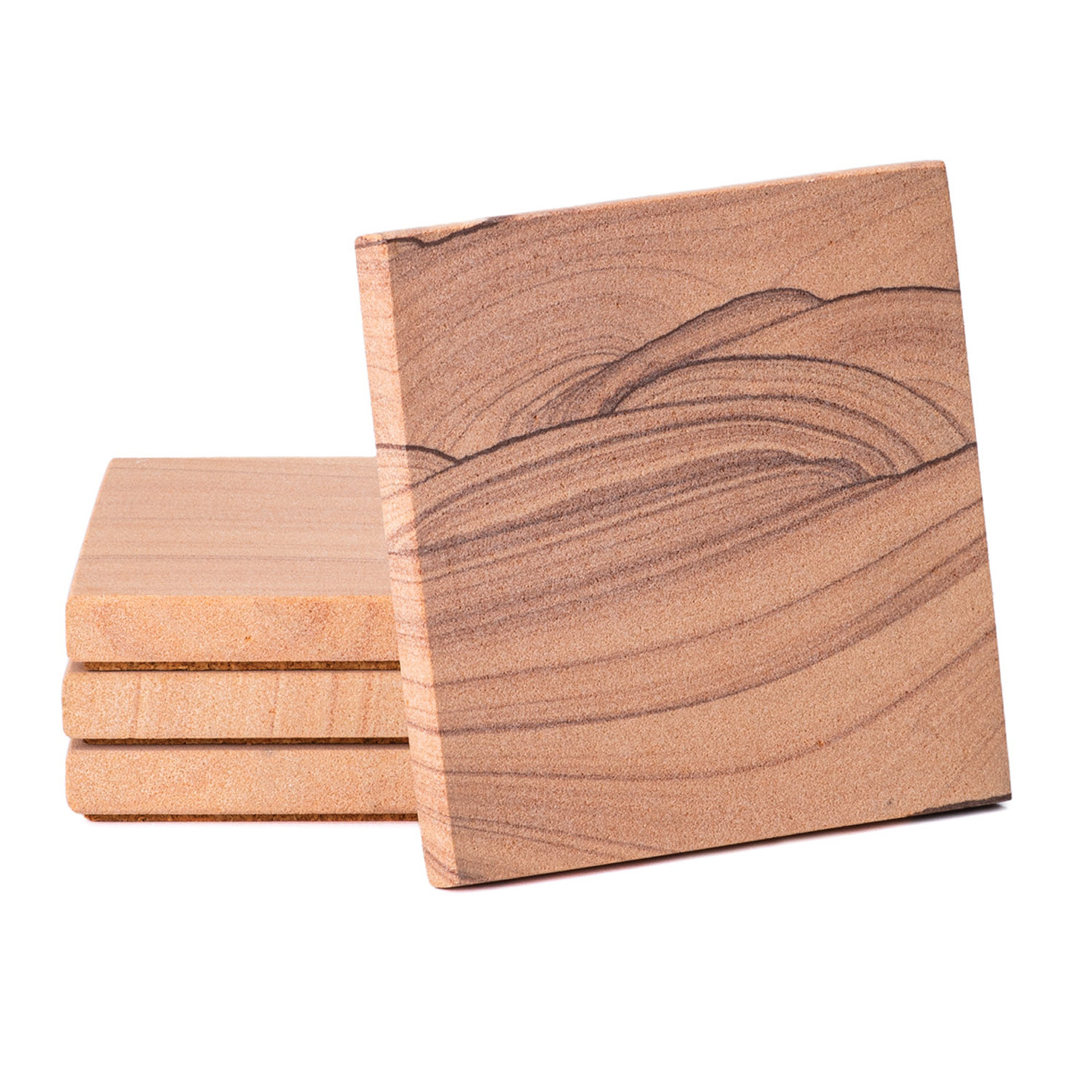 Ebern Designs Thirstystone Natural Sandstone Square Coaster Set ...
