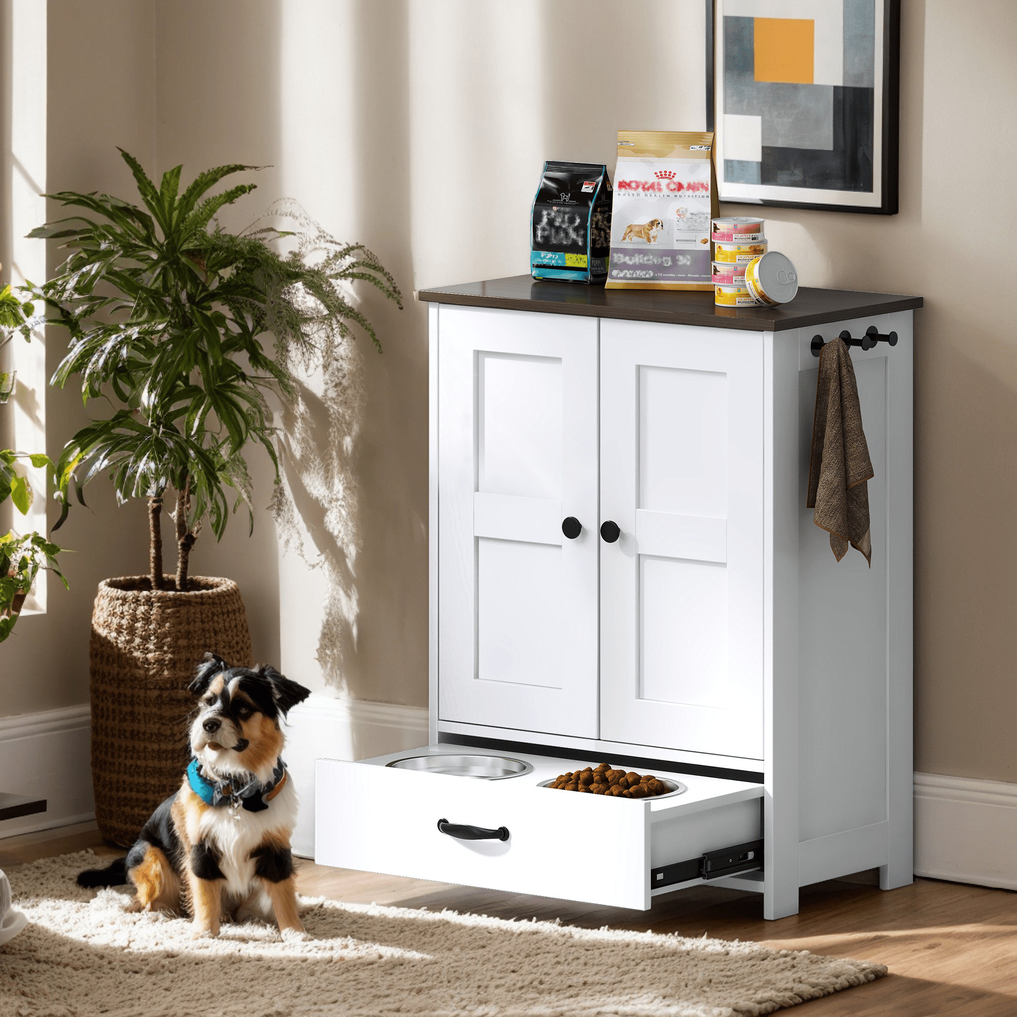 Trading Sizzle Dog Feeding Station, Dog Food Storage Cabinet With ...