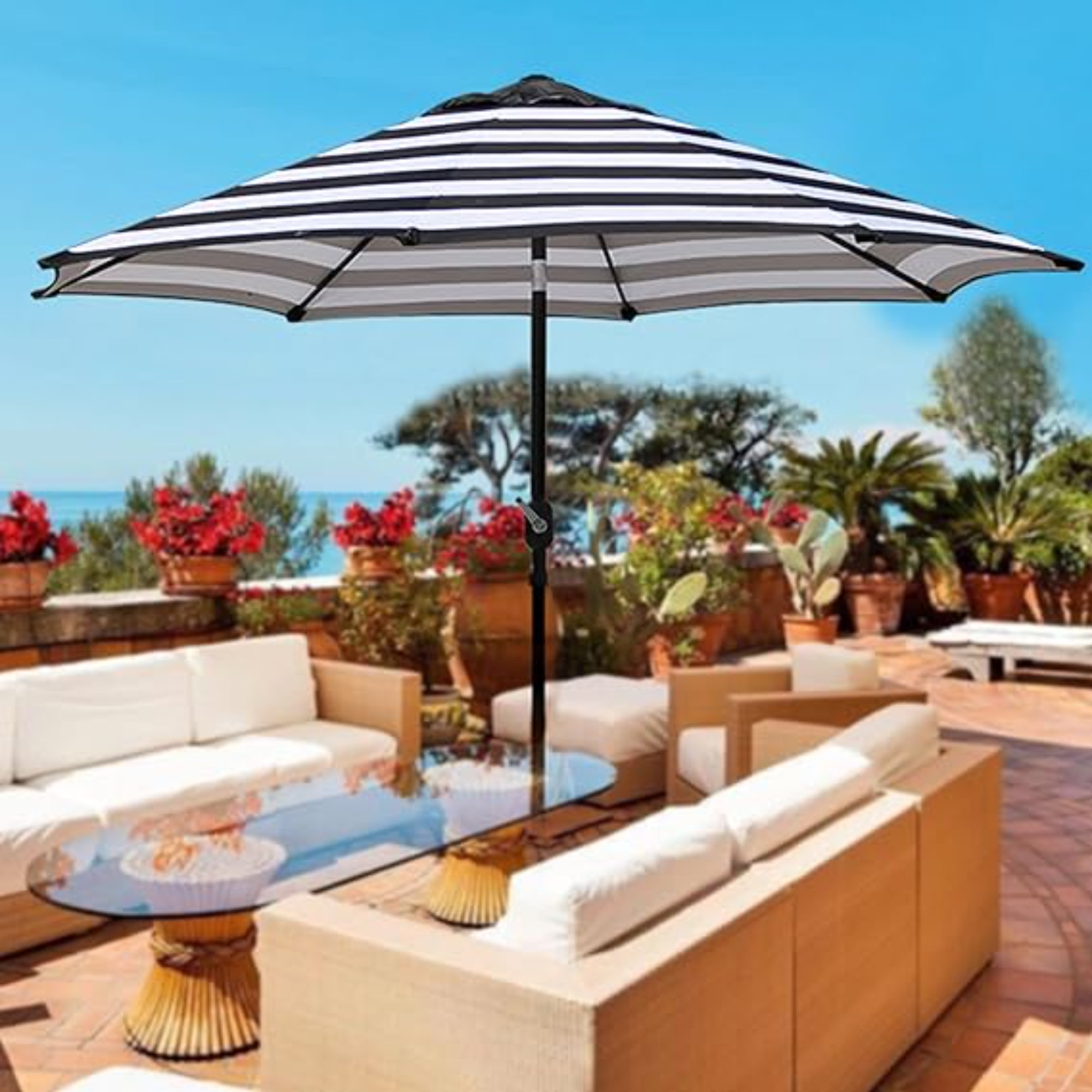 Ebern Designs 9Ft Patio Umbrella Replacement Canopy Market Umbrella Top ...