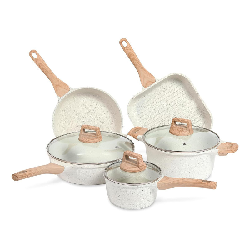 TOBLIB Non-Stick Cookware Set, 8 Ceramic Coated POTS And Pans Set ...
