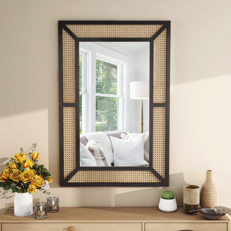 Bay Isle Home™ Brandy Rectangle Wood Rattan Wall Mirror & Reviews | Wayfair
