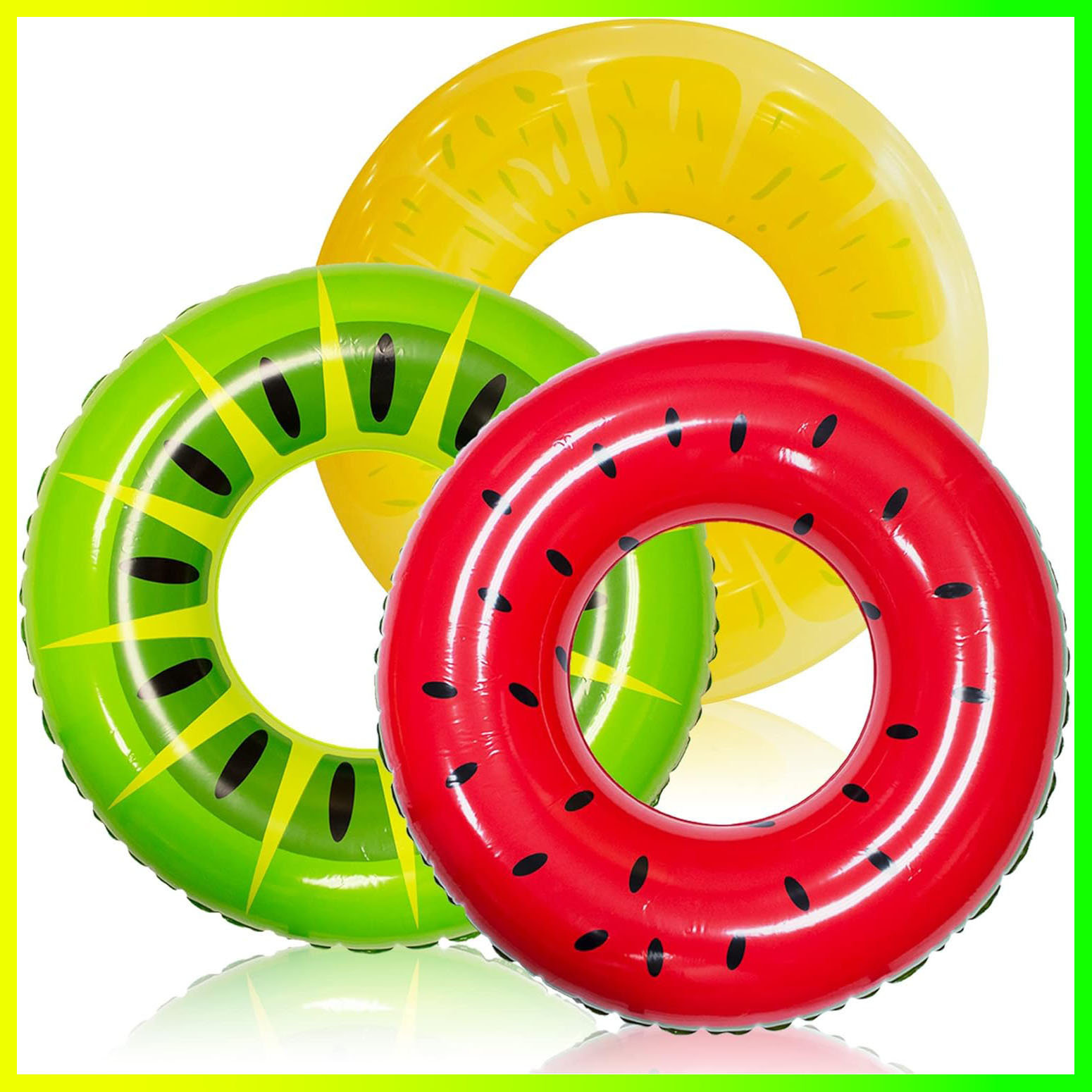 ABIXOL 3-Pack Inflatable Swim Tube Rafts - Vibrant Summer Fruit Design ...