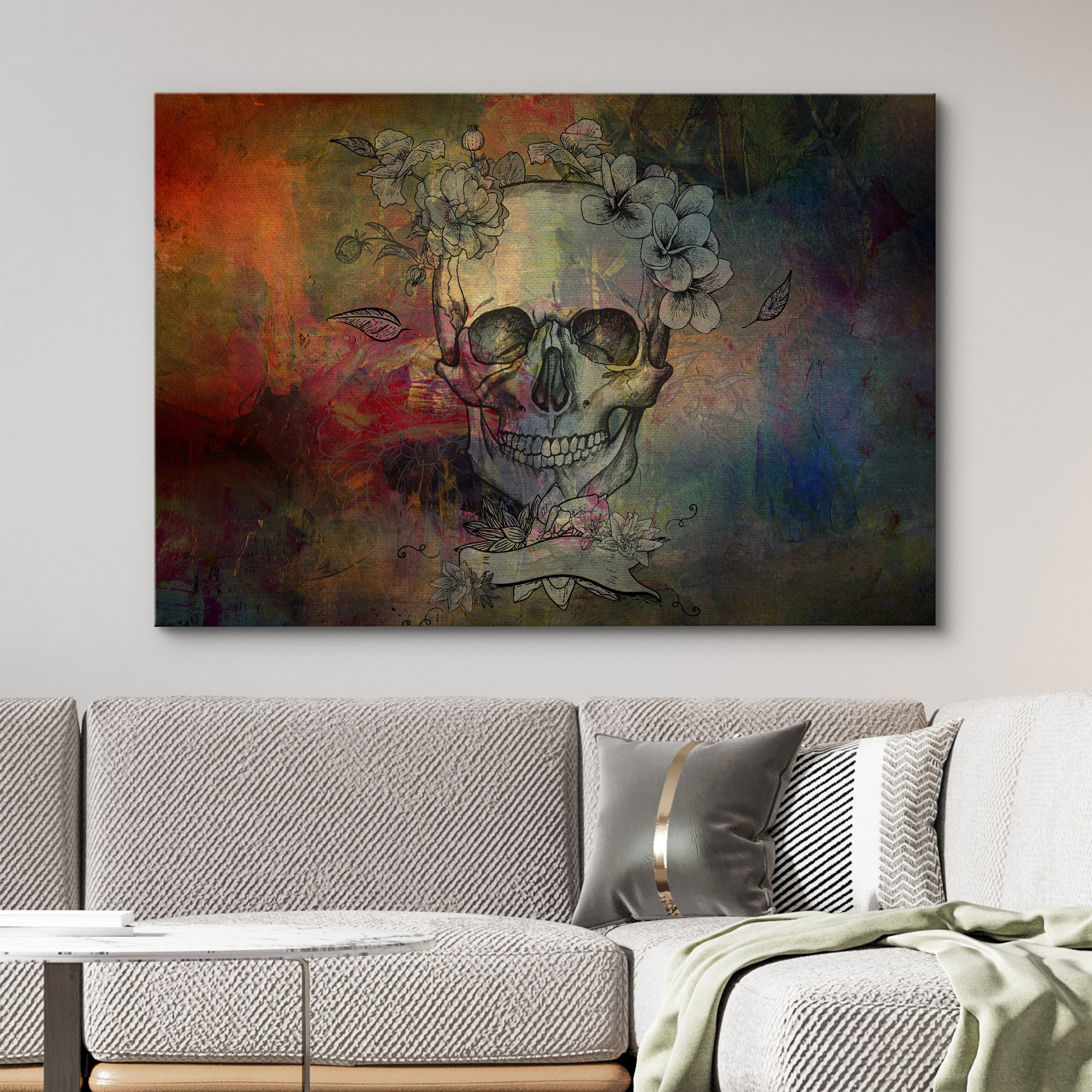IDEA4WALL Moody Skull " Day Of The Dead (Dia De Los Muertos) Themed ...
