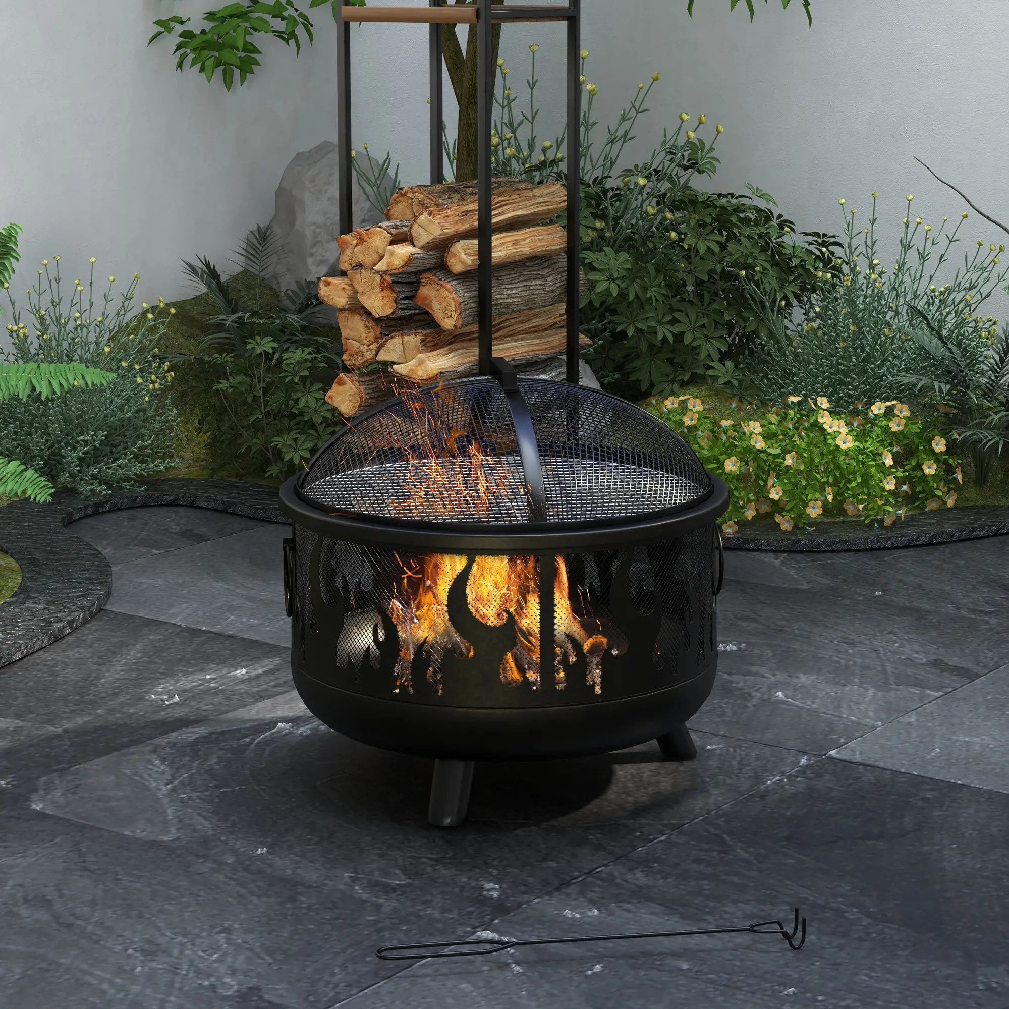 Rosalind Wheeler Dyfan 10cm W Wood Burning Outdoor Fire Pit | Wayfair.co.uk
