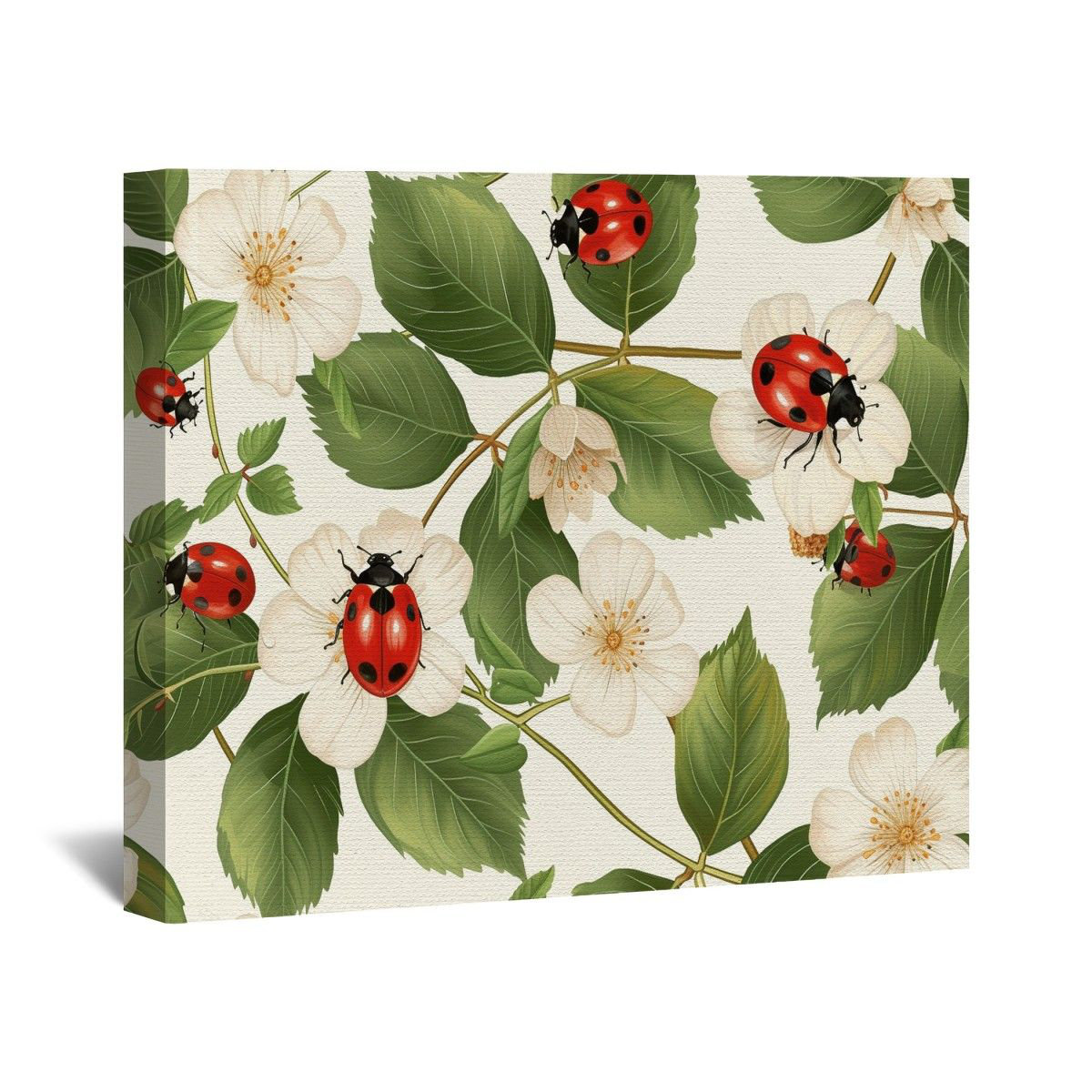 East Urban Home Ladybugs Canvas Wrap - Nature Wall Decor | Wayfair