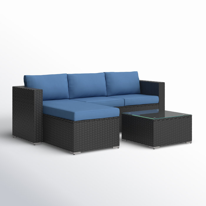 Wade Logan® Harbaugh 3 - Person Outdoor Seating Group with Cushions ...