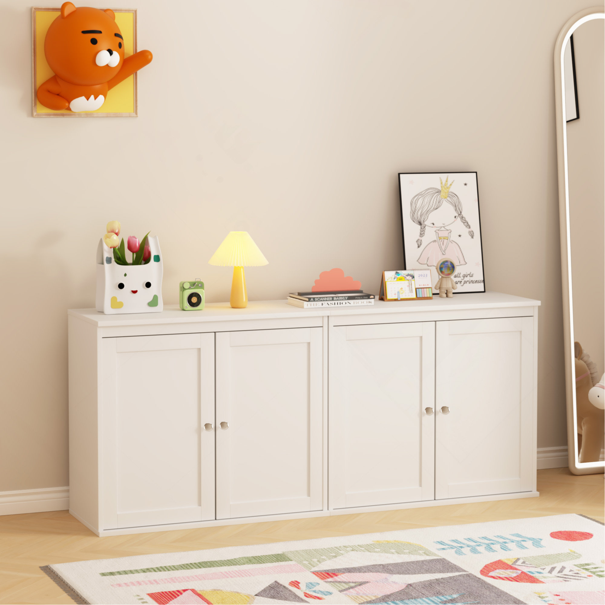 Latitude Run® Sideboard Kitchen Storage Cabinet With Double Doors ...