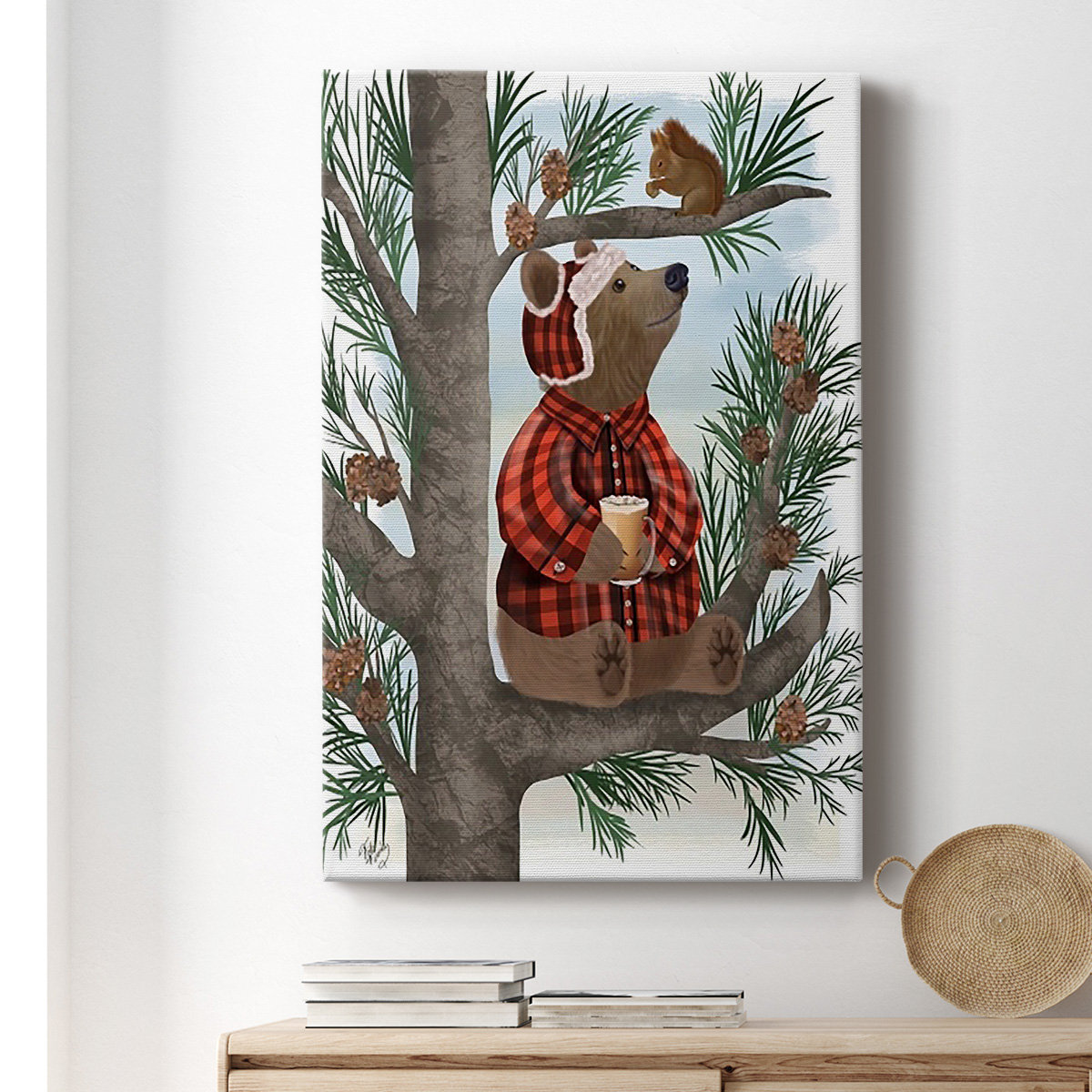 Trinx Lumberjack Bear Pine Tree Coffee Break Premium Gallery Wrapped ...