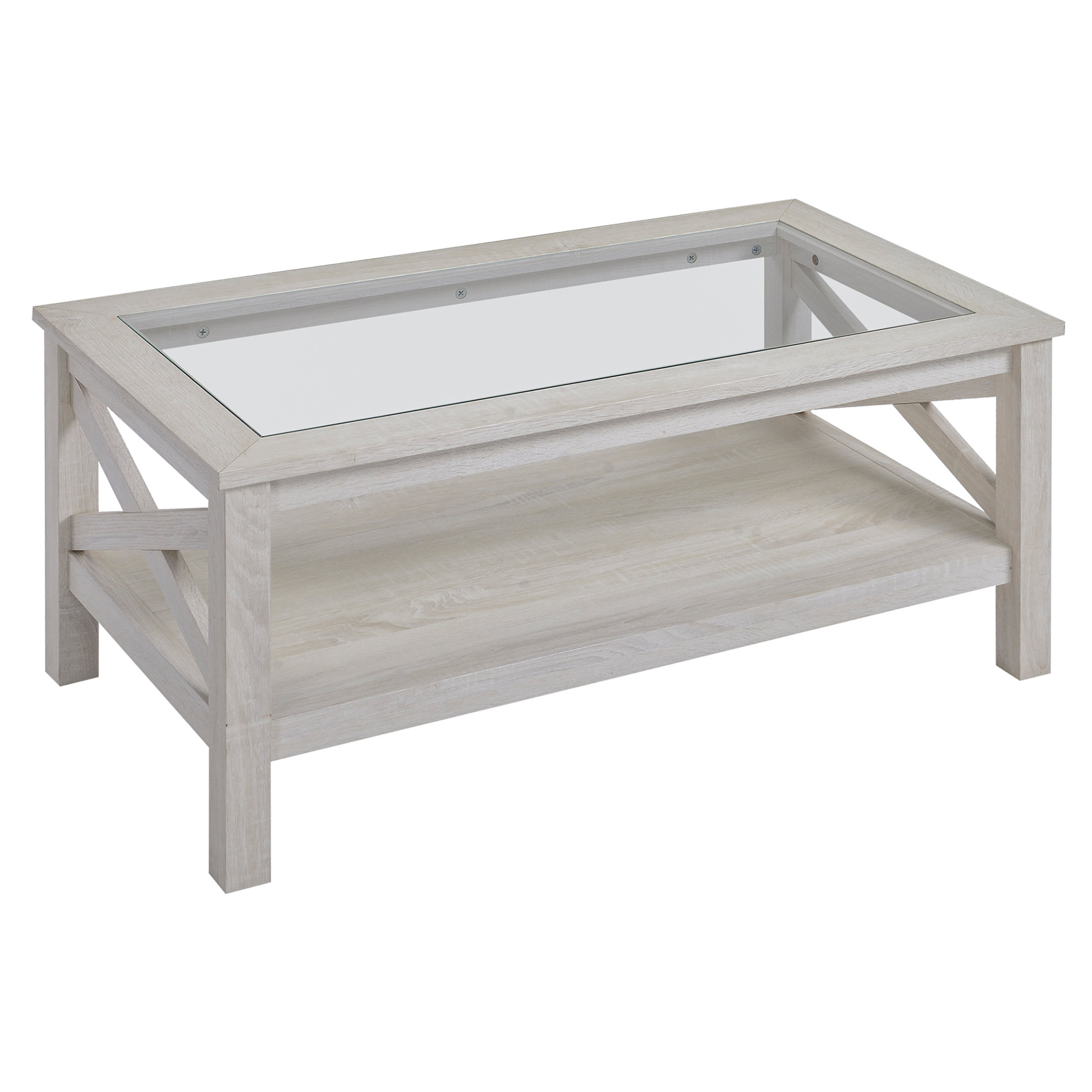 Gracie Oaks Glass Coffee Table - Modern Farmhouse Design, Storage ...