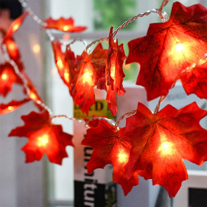 The Holiday Aisle® Maple Leaves String Lights Fall Decor & Reviews ...