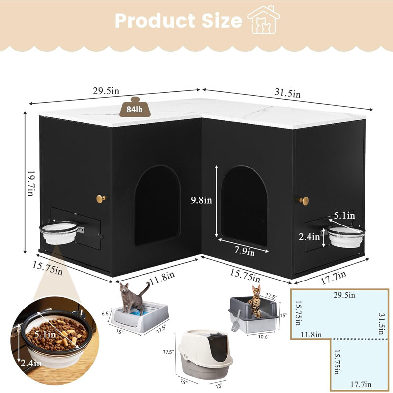 Tucker Murphy Pet™ Corner Litter Box Cabinet & Double Litter Box ...
