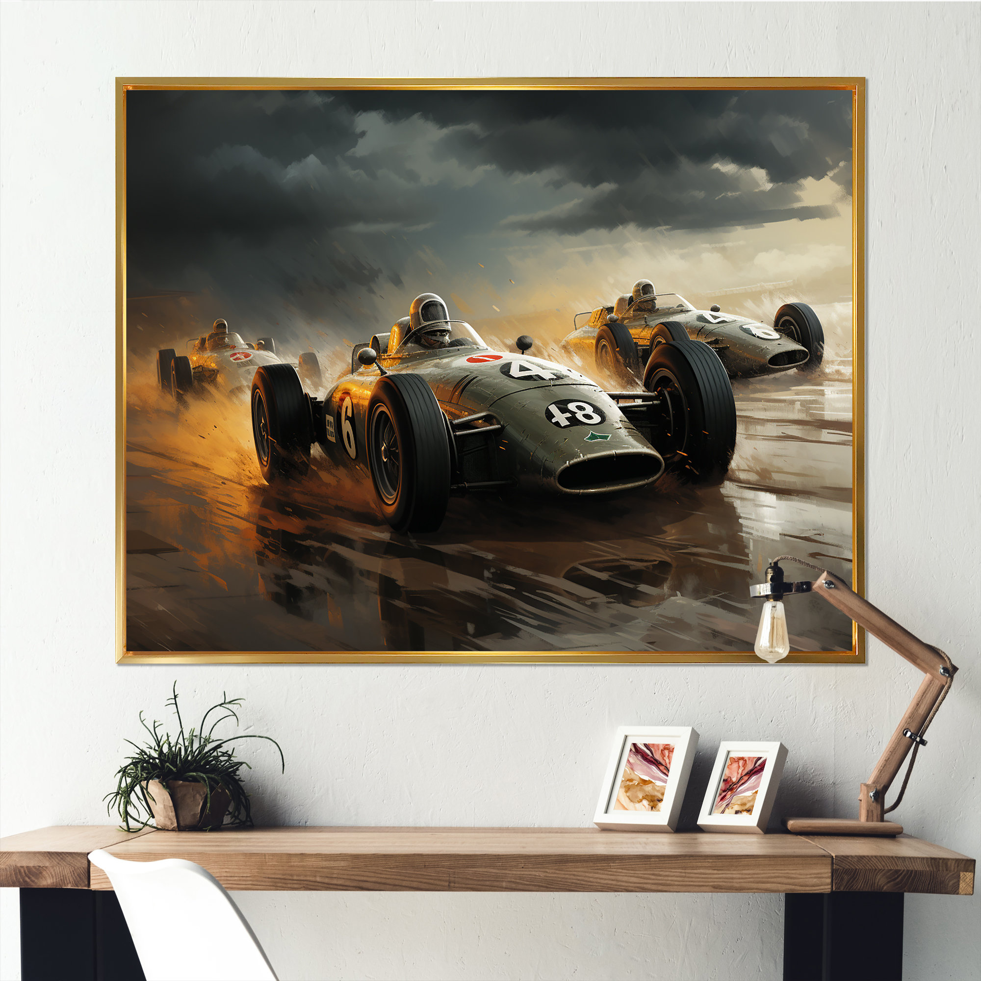 Ebern Designs Yellow & Black Vintage Grand Prix Racing Car III - Race ...