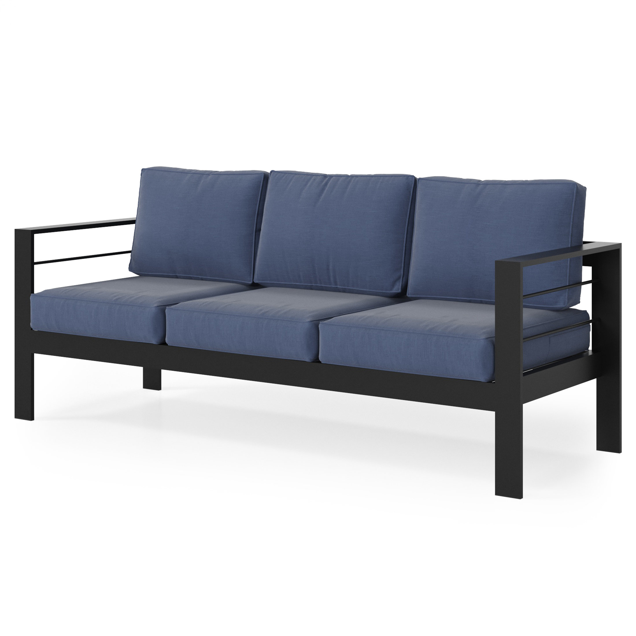 Ivy Bronx Patio Sofa Aluminum Outdoor Sofa with 3 Seats, All-Weather ...