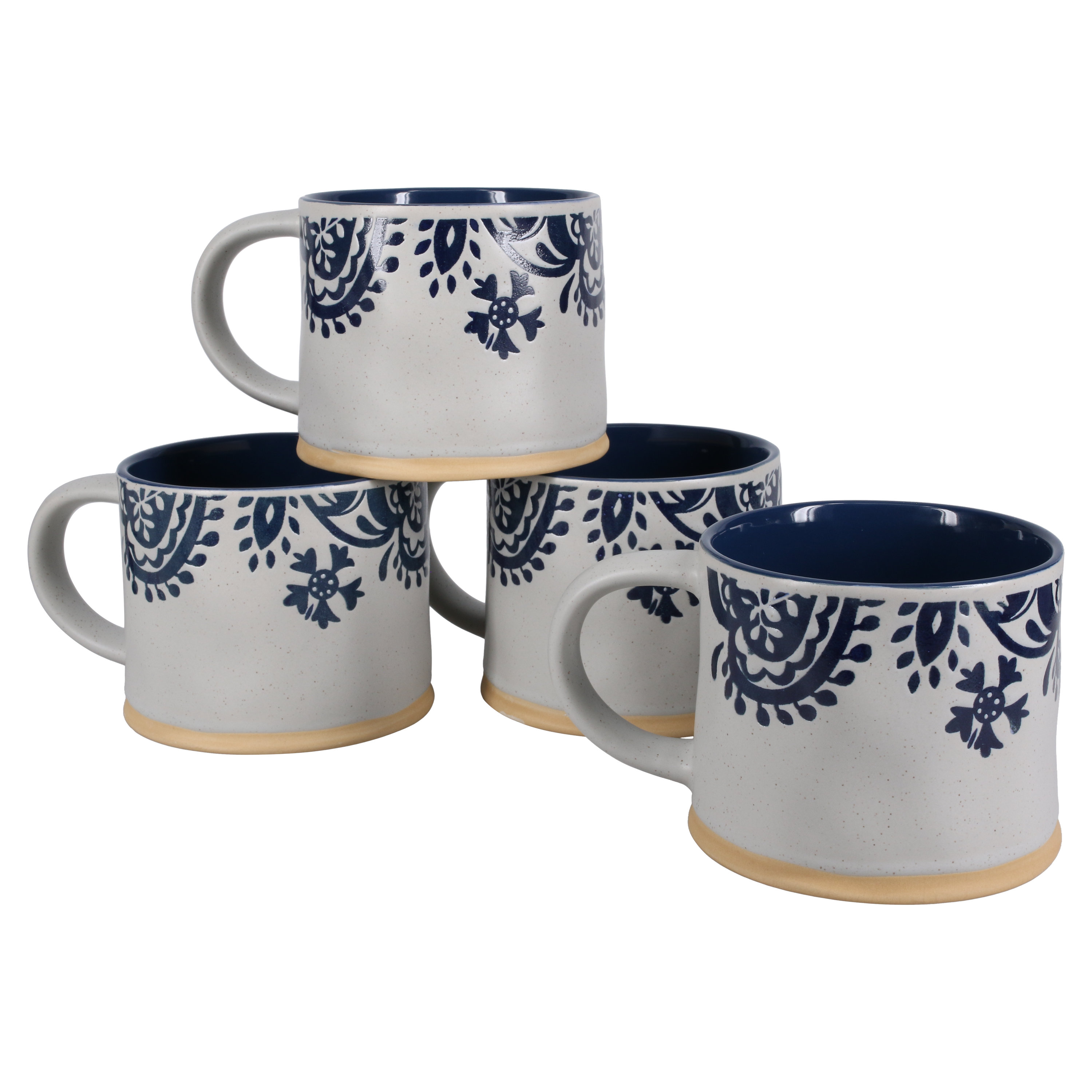 BIA Cordon Bleu Set Of 4, Flanders Mugs, 15 Oz., Gray And Navy | Wayfair