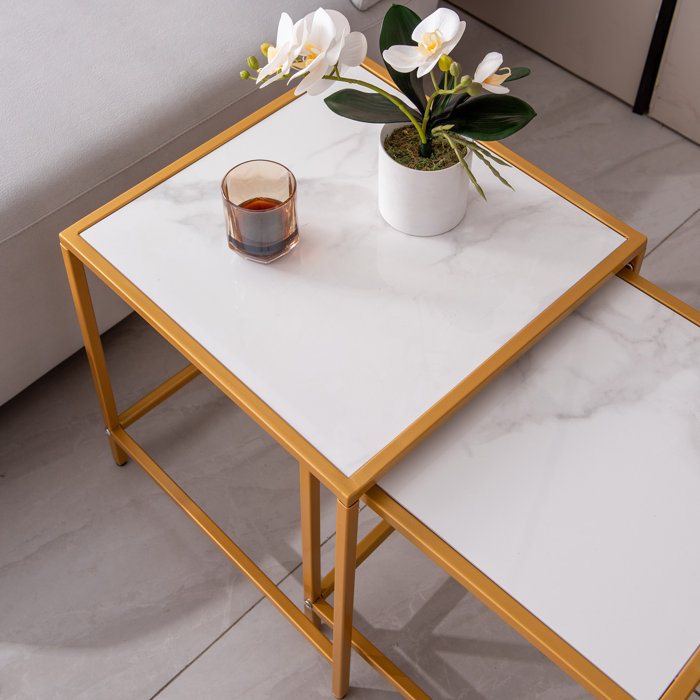 Mercer41 Evie-Louise Modern Square Nesting Coffee Table 2 - Pieces ...