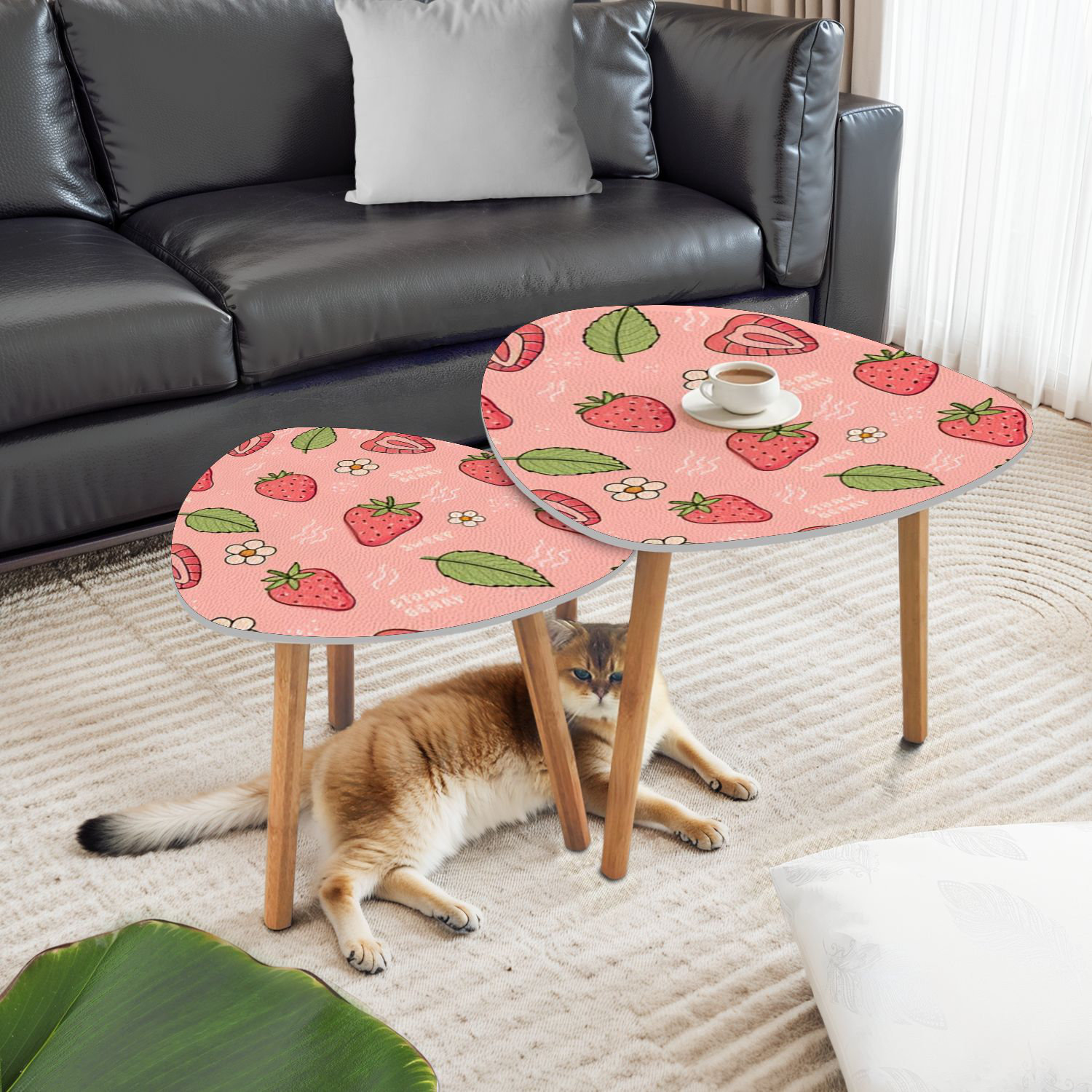 Latitude Run® Triangle Nesting Coffee Table Set of 2 Strawberry Cute ...