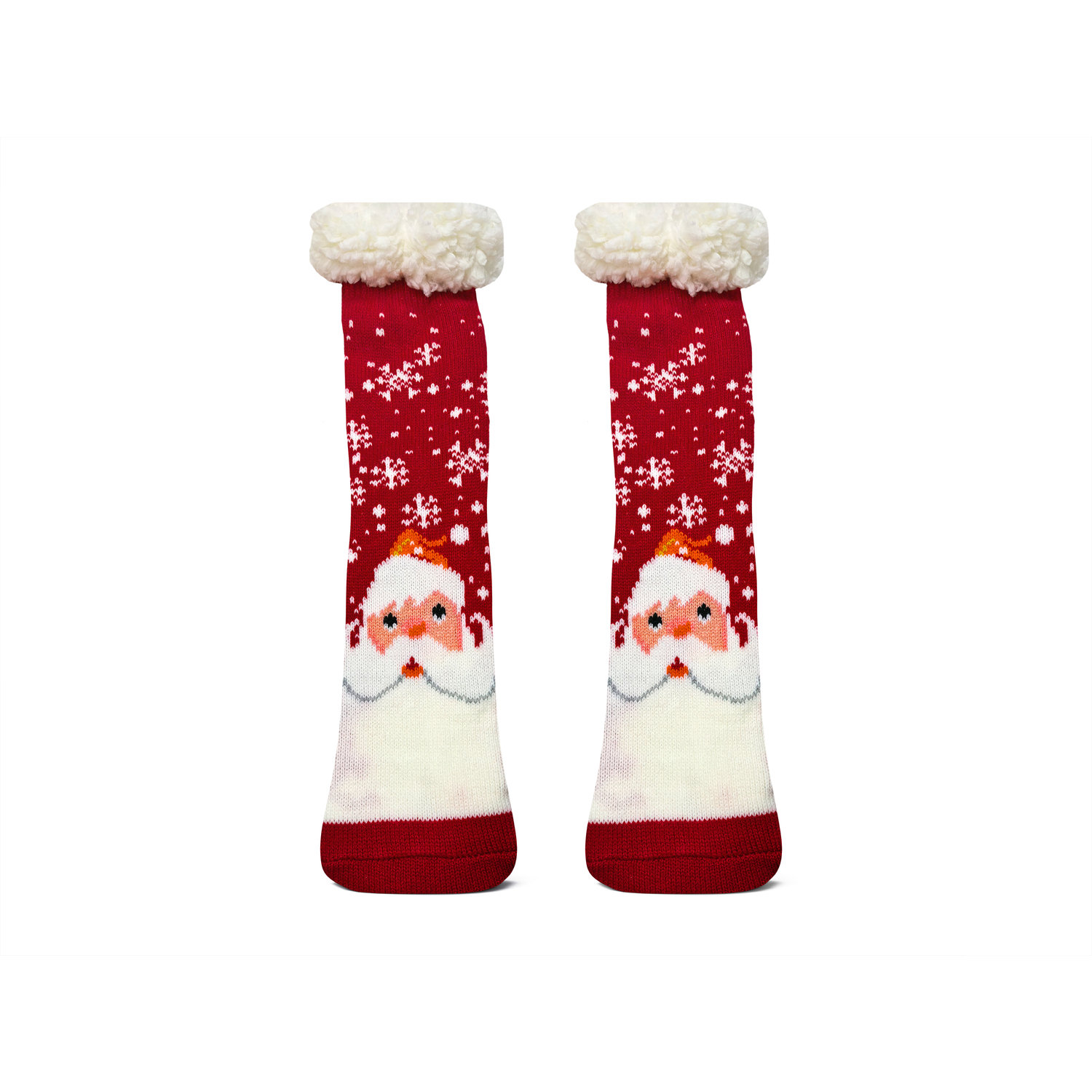 The Seasonal Aisle Xmas Fun Festive Fleece Lined Pair Socks Santa Red ...
