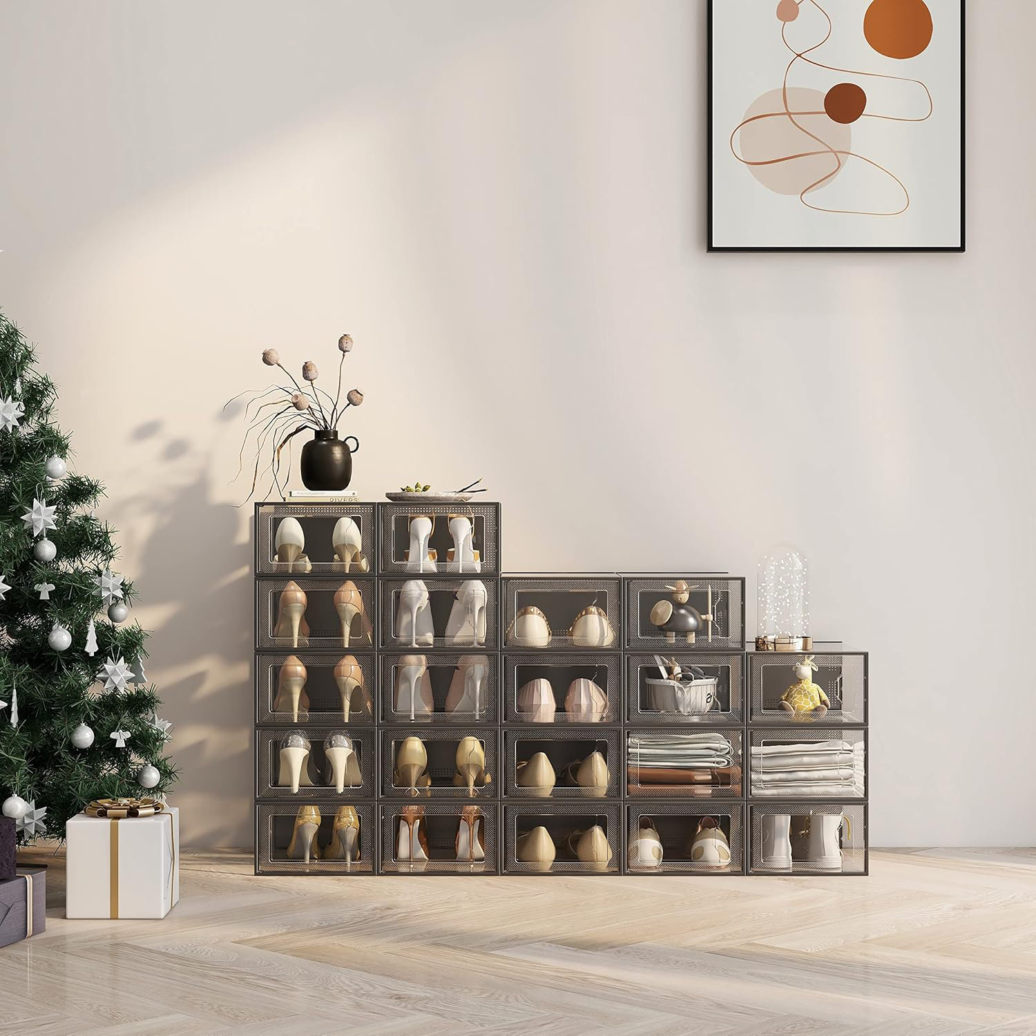 Rebrilliant 12-Pack Modern Plastic Shoe Storage Boxes With Clear Front ...