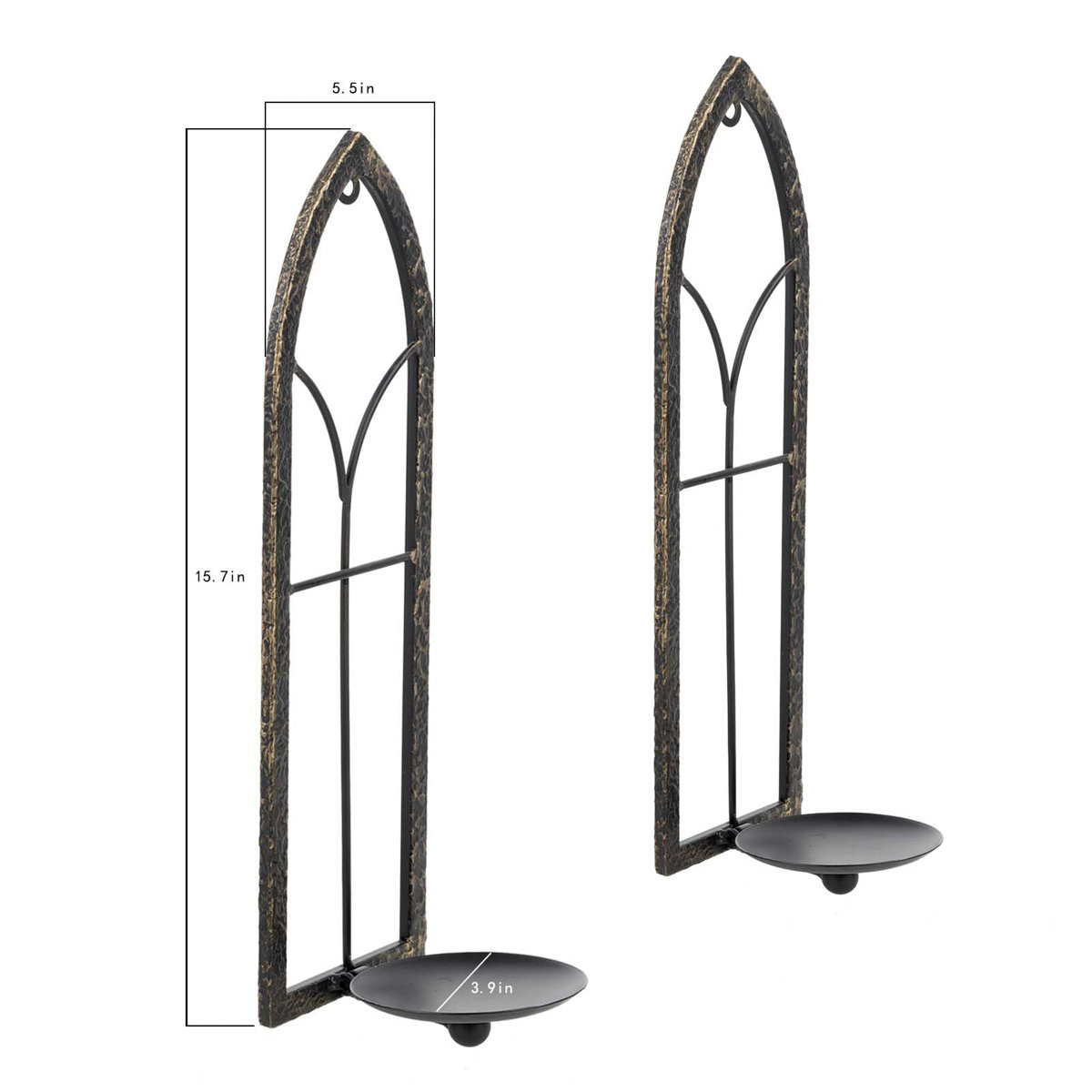 Red Barrel Studio® Wall Sconce Candle Holder Set Of 2 Black Gold Rustic ...