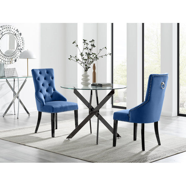 Furniture Box Tierra Glass And Chrome Metal 2 Seat Round Dining Set ...