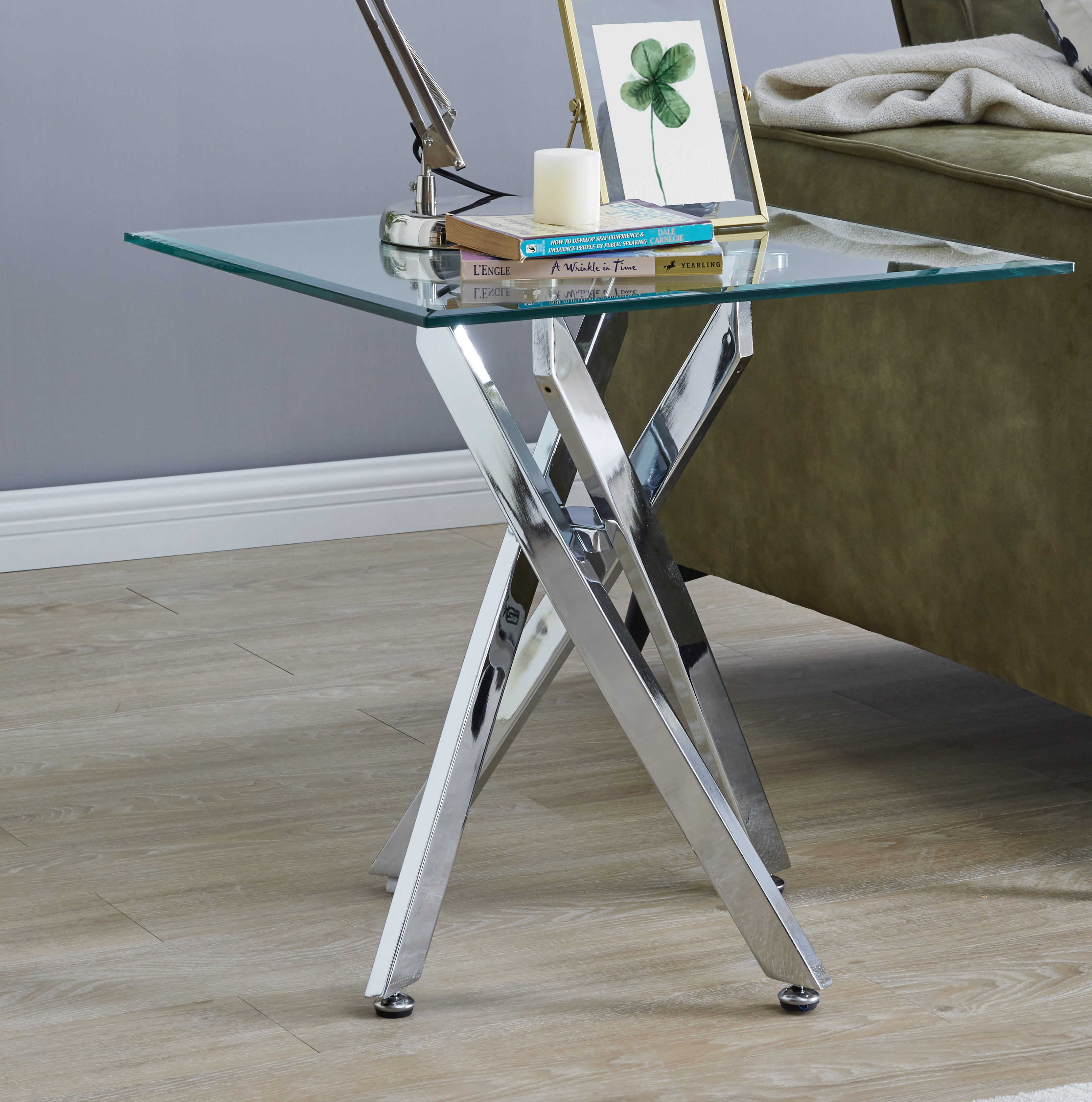 Canora Grey Chayton Modern Contemporary Glass and Square Small Table ...