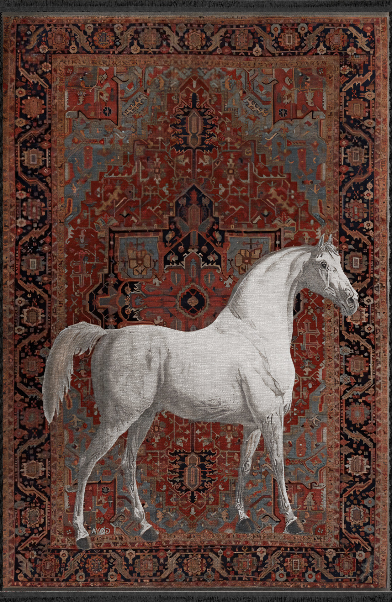 Bloomsbury Market Dark-Toned Motif Beige Noble Horse Patterned Creative ...