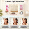 Latitude Run® Rgb Led Lighted Makeup Vanity Table With Charging Station ...