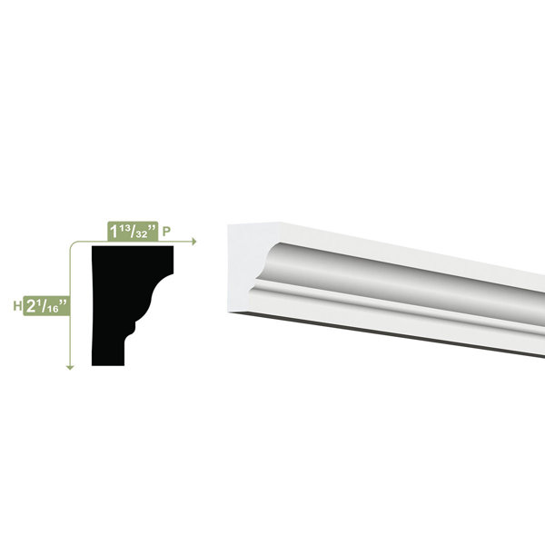 Ekena Millwork 2"H x 1 3/8"P x 96"L Ram Crown Moulding, PVC | Wayfair
