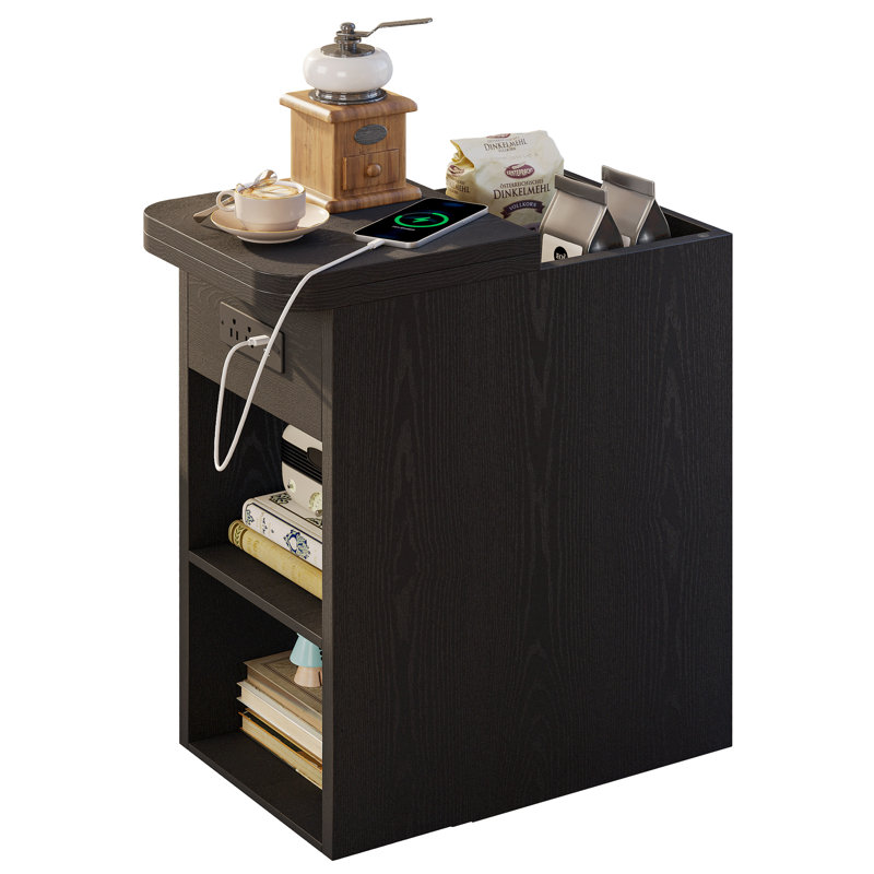 Ebern Designs Narrow Side Table, Small End Tables With Flip Top Storage ...