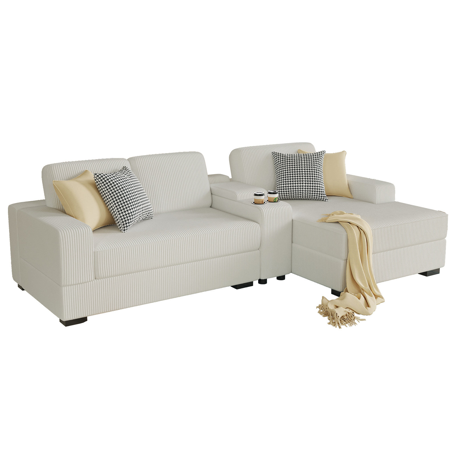 Latitude Run® 106 Inch L Shaped Couch, Oversized Sofa with Storage ...