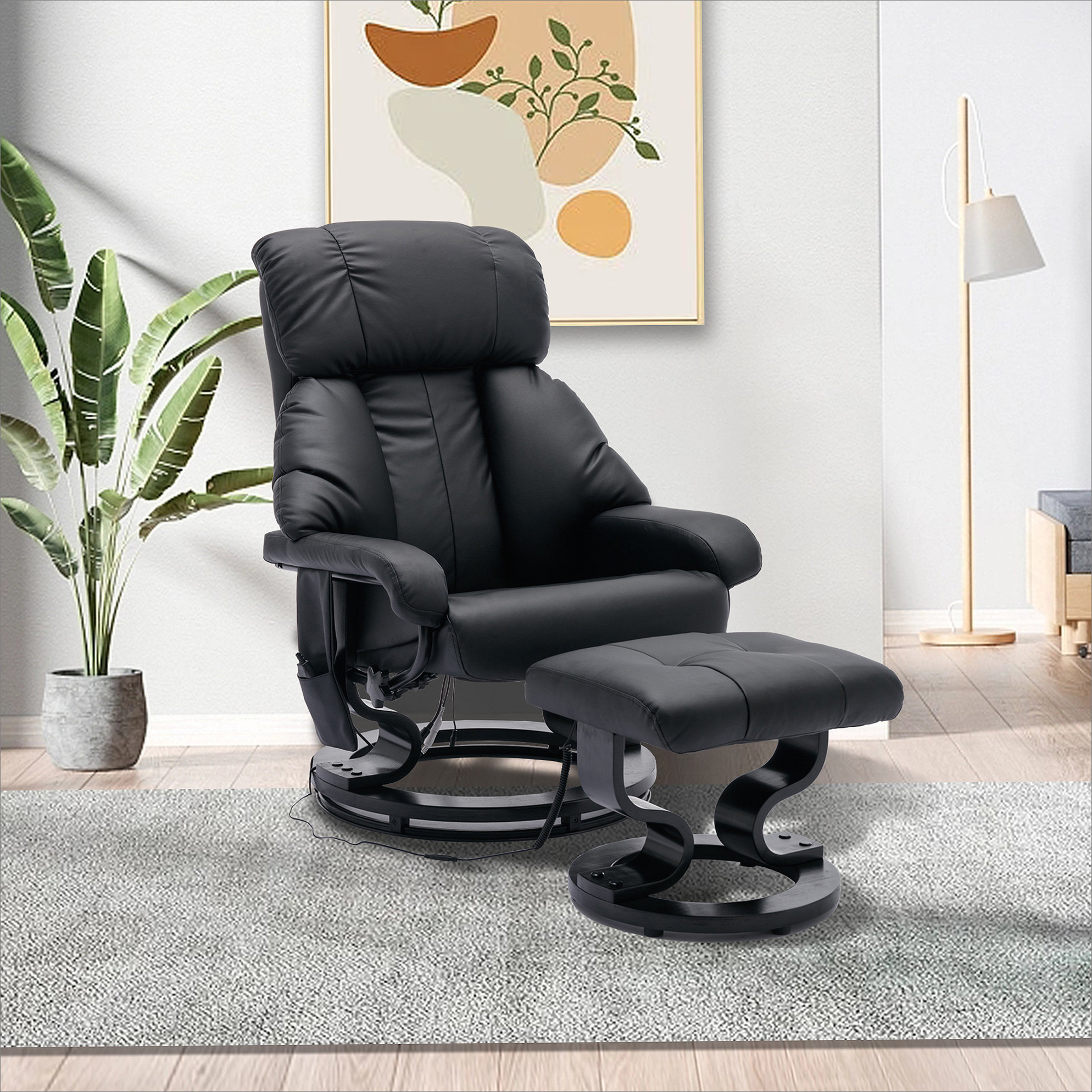 Latitude Run® Recliner with Ottoman Footrest, Recliner Chair with ...