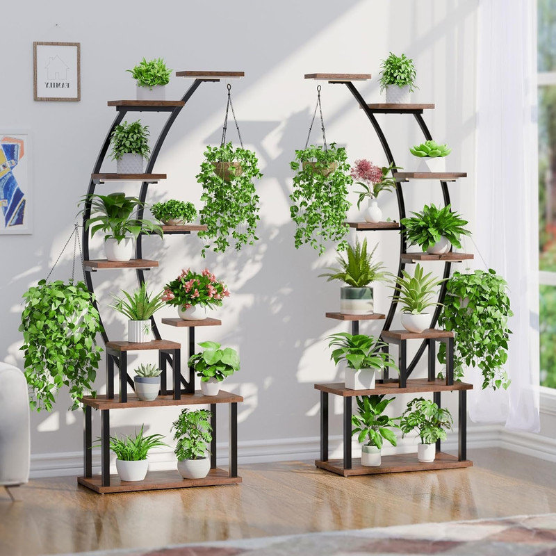 Kiflic Plant Stand Indoor with Grow Lights, 9 Tiered Metal Plant Shelf ...