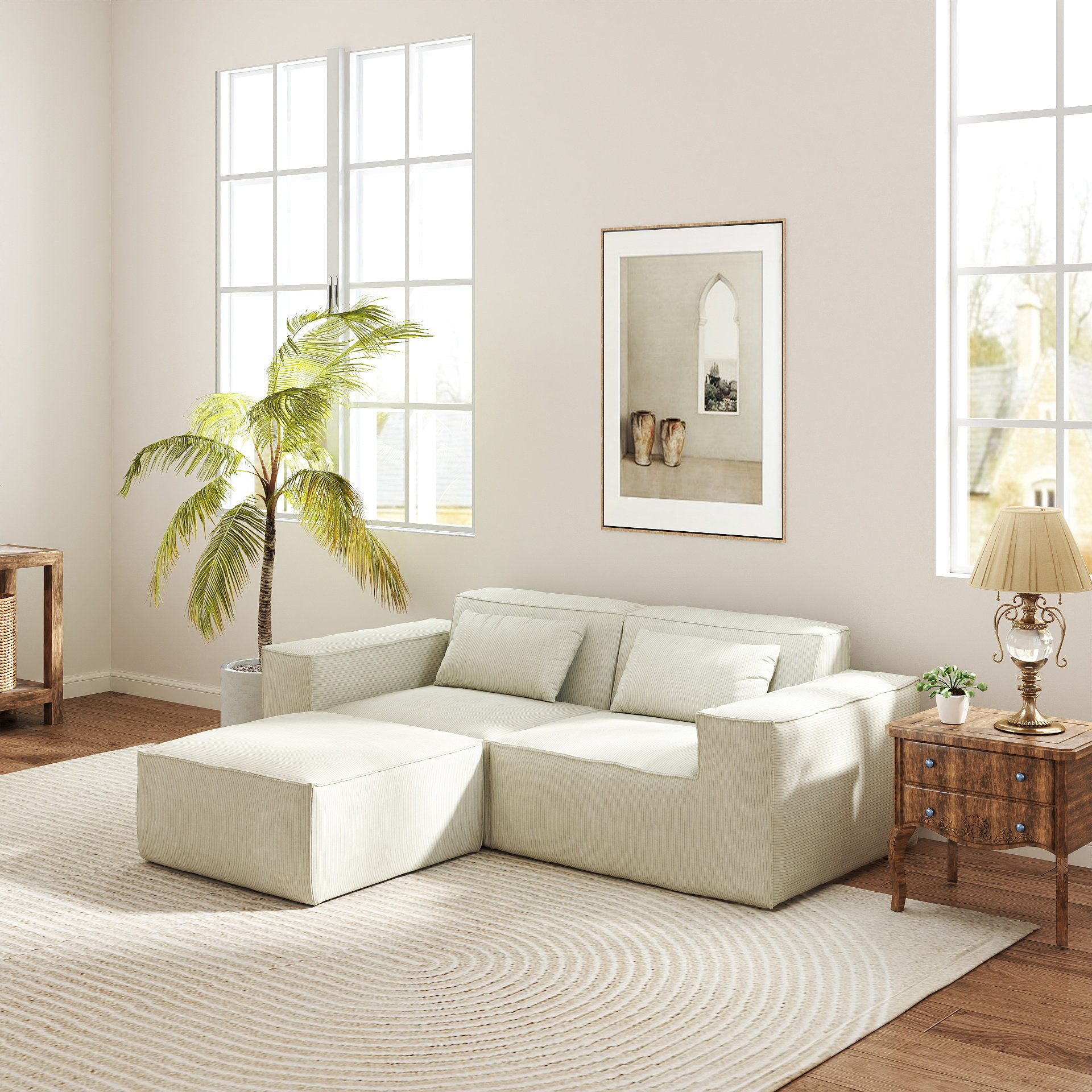 Ivy Bronx 3 - Piece Corduroy Sectional Sofa Modular Sectional With ...