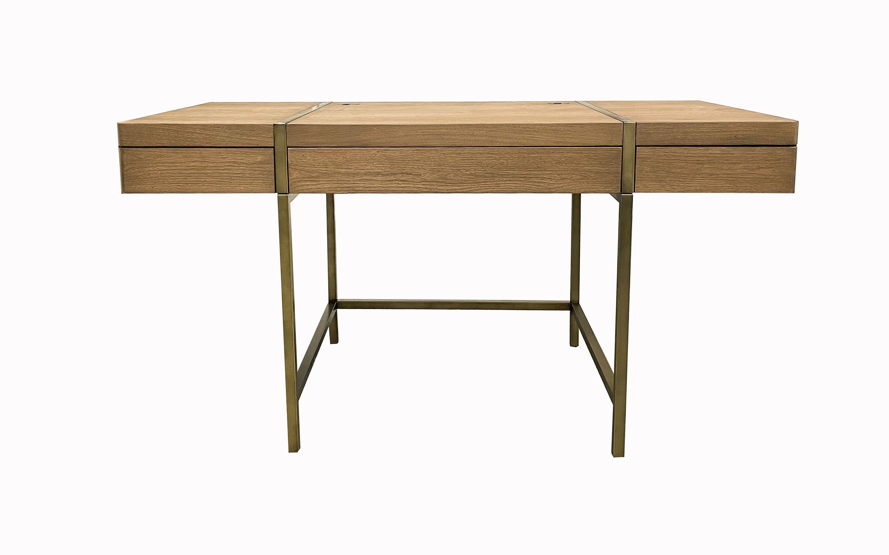Birch Lane™ Tatum Aurora 58" Wide Writing Desk with USB, Latte | Wayfair