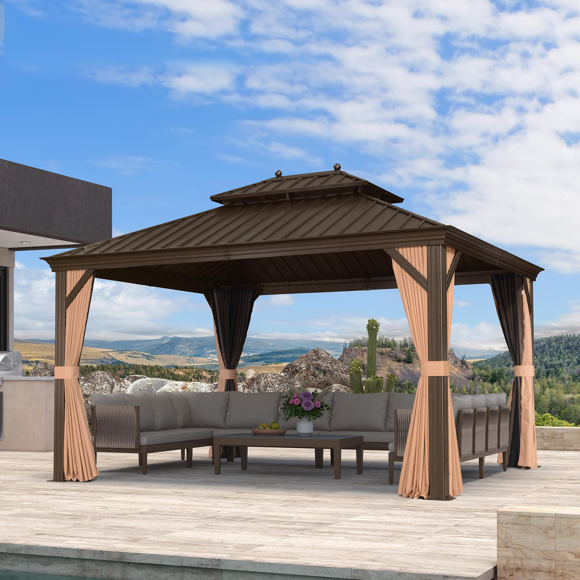 Purple Leaf Outdoor Hardtop Gazebo Patio Wide Aluminum Frame Metal ...