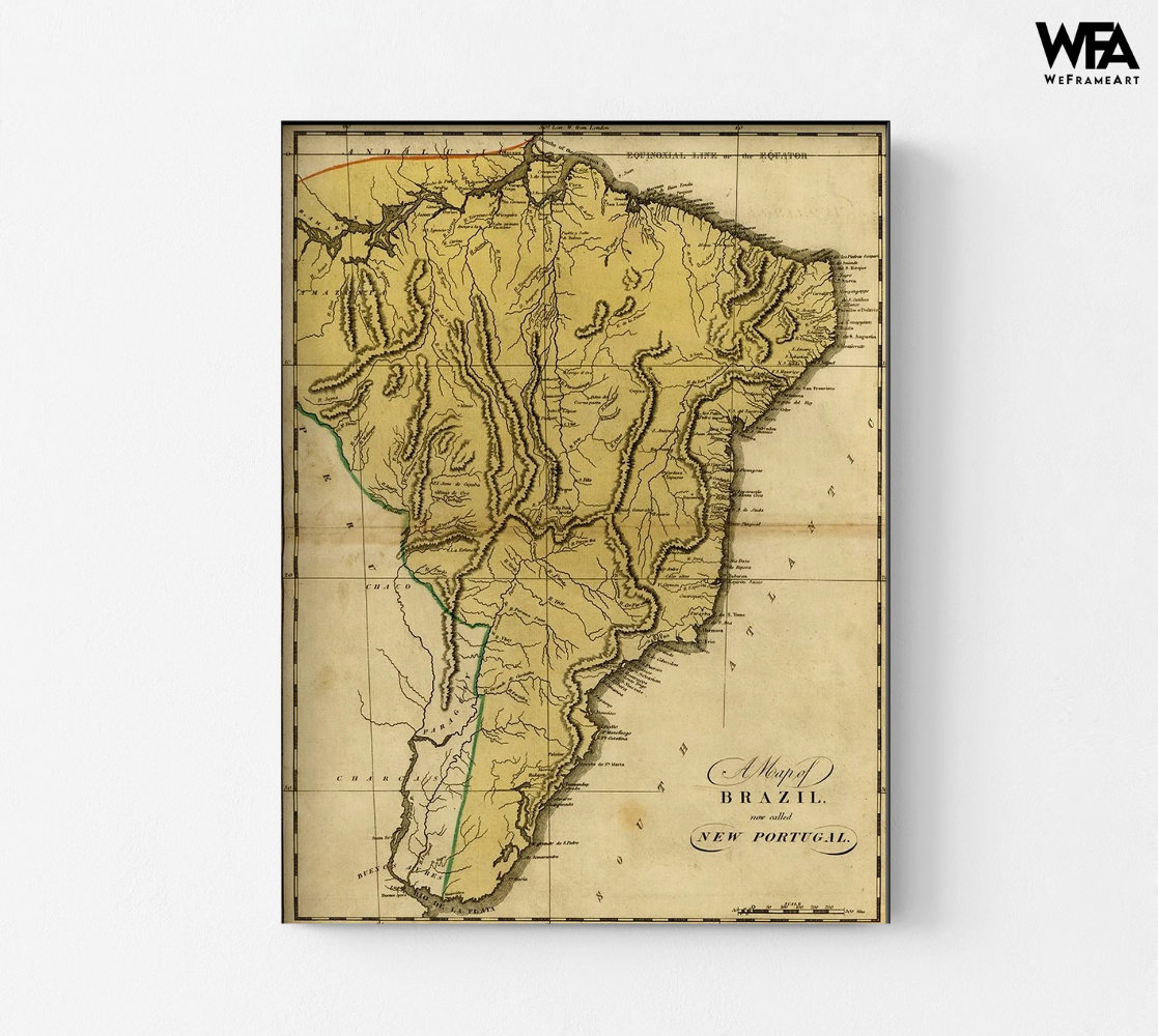WeFrameArt Brazil New Portugal 1814 By Vintage Maps, South American Map ...