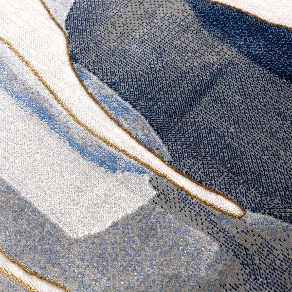 Orren Ellis Velva REG130A Blue Grey Asymmetric Circles Area Rug ...