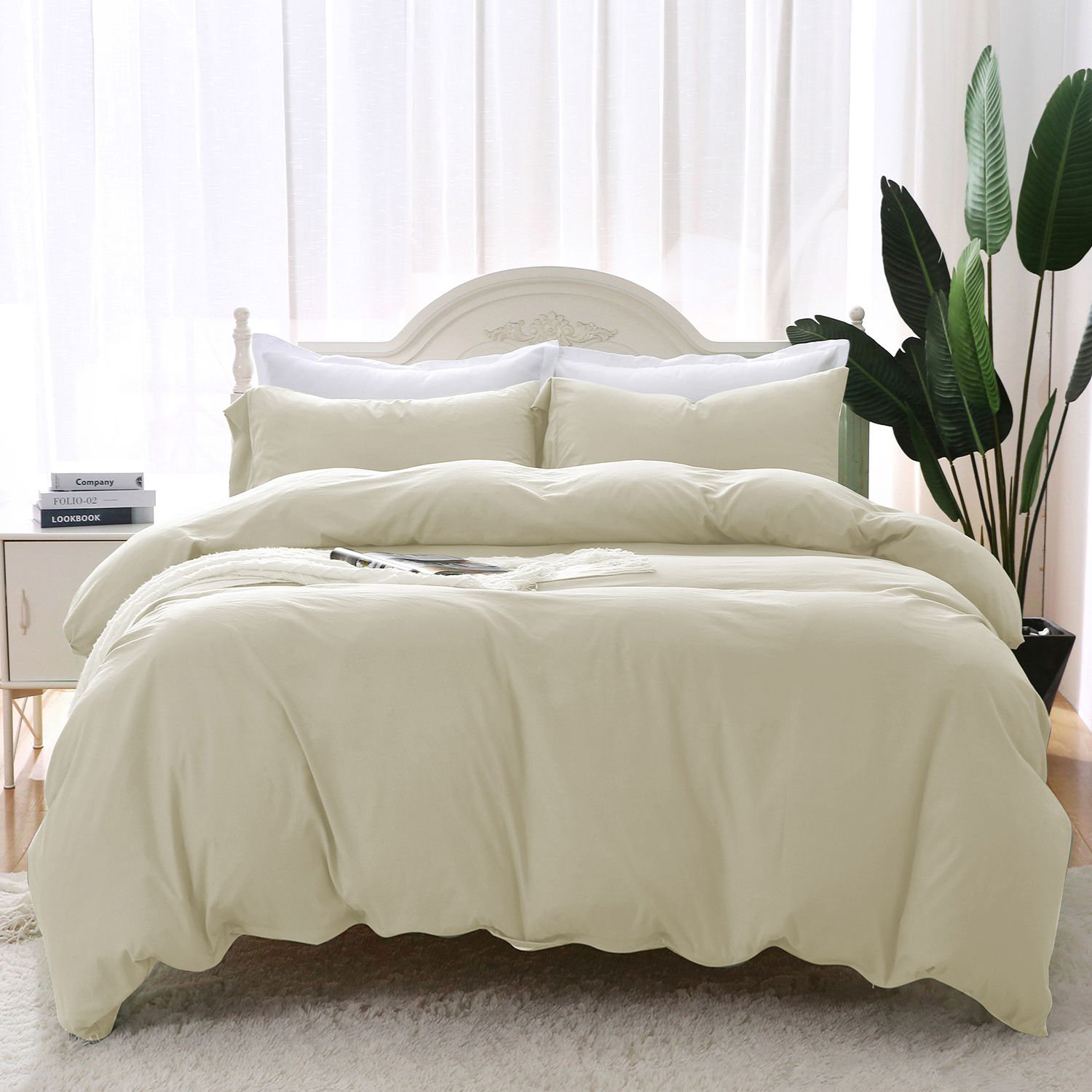 MILDLY 100% Microfiber Duvet Cover Set - Ultra-Soft Plain Simple Duvet ...