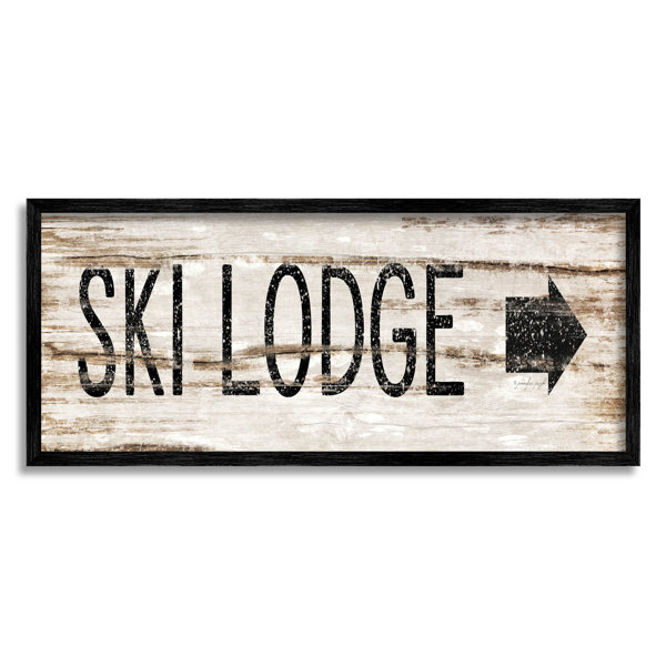 Stupell Industries Ski Lodge Rustic Sign Framed On Canvas by Jennifer ...