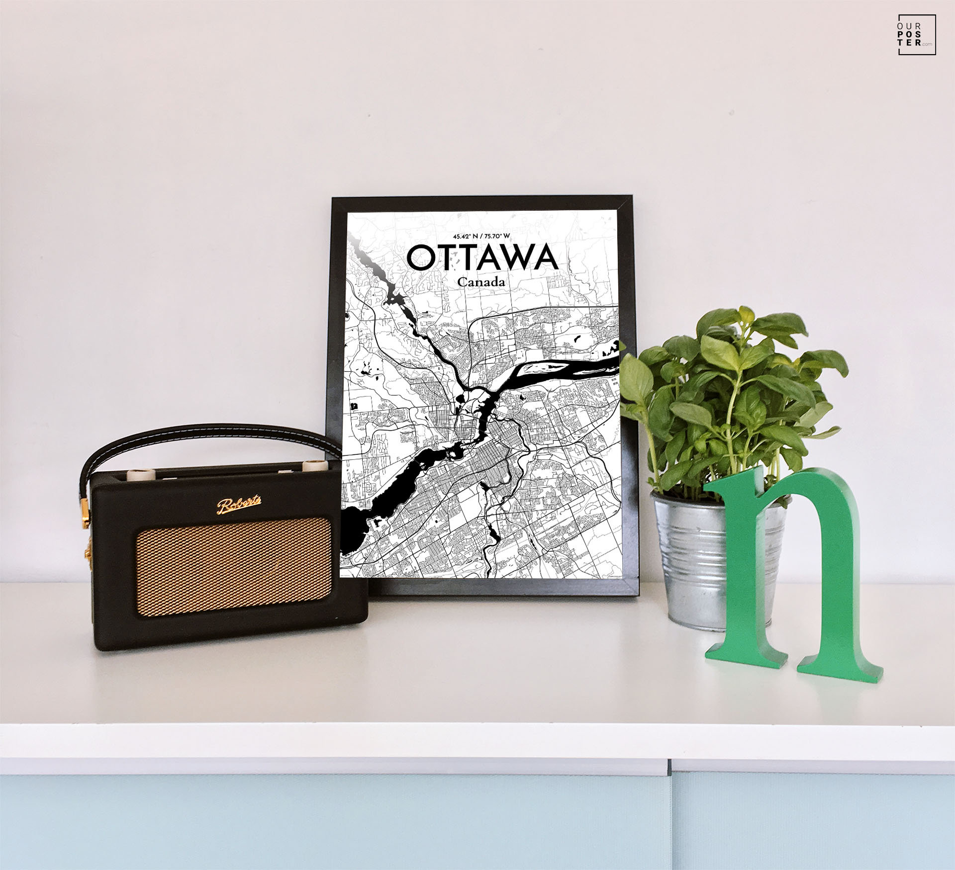 OurPoster.com 'Ottawa City Map' Graphic Art Print Poster in Ink ...