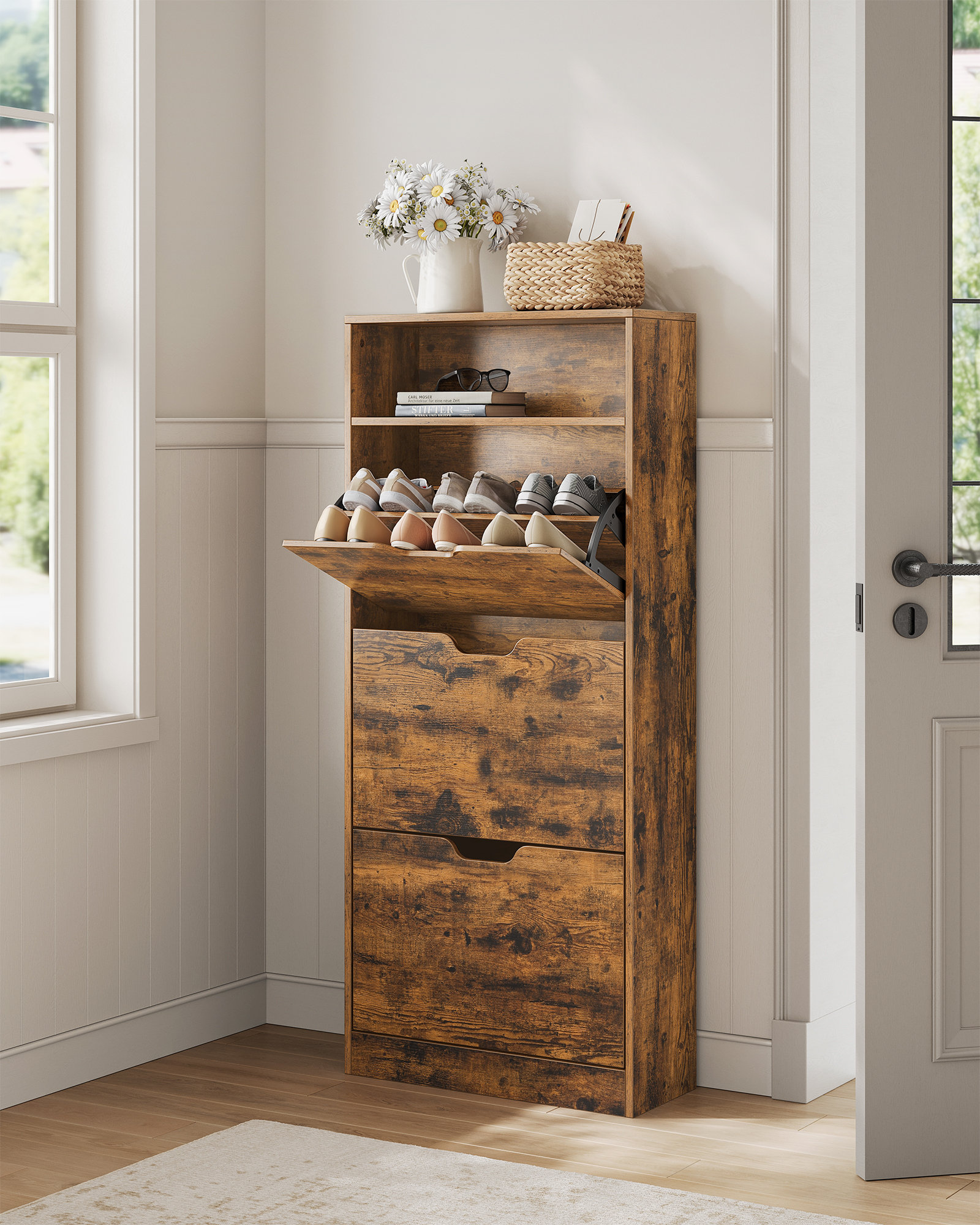 Alpen Home Shoe cabinet with 3 flaps, shoe tipper, shoe rack, shoe ...