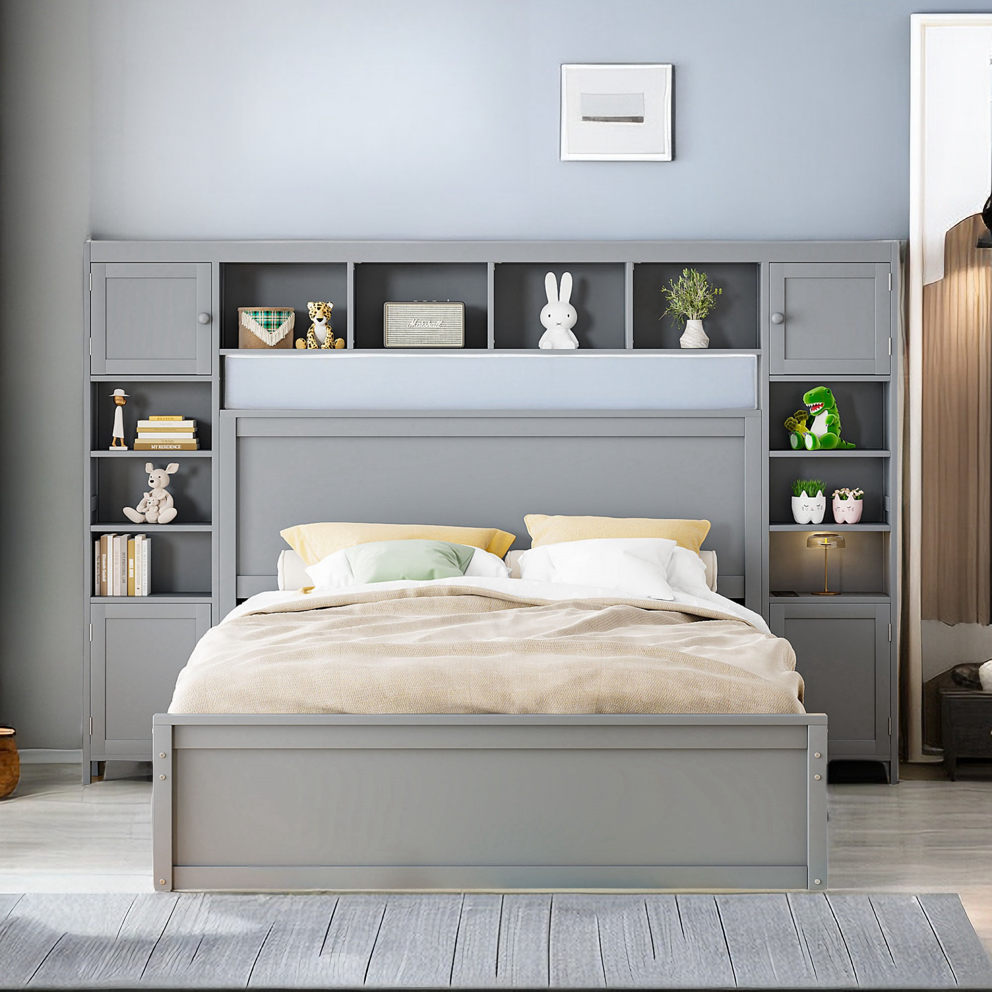 Red Barrel Studio® Hachiro Bookcase Bed with Shelves and Cabinets ...