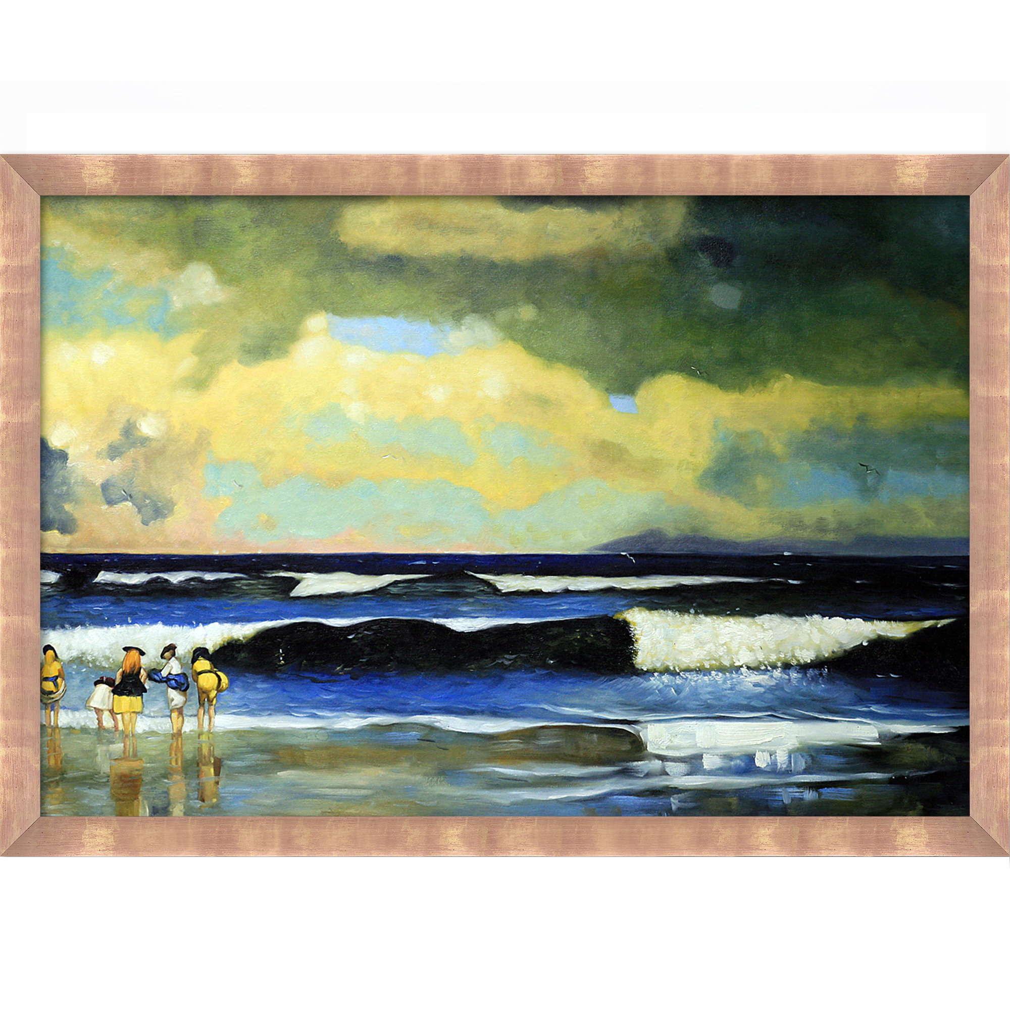 Overstock Art On The Beach By Winslow Homer With Blushing Rose Gold ...