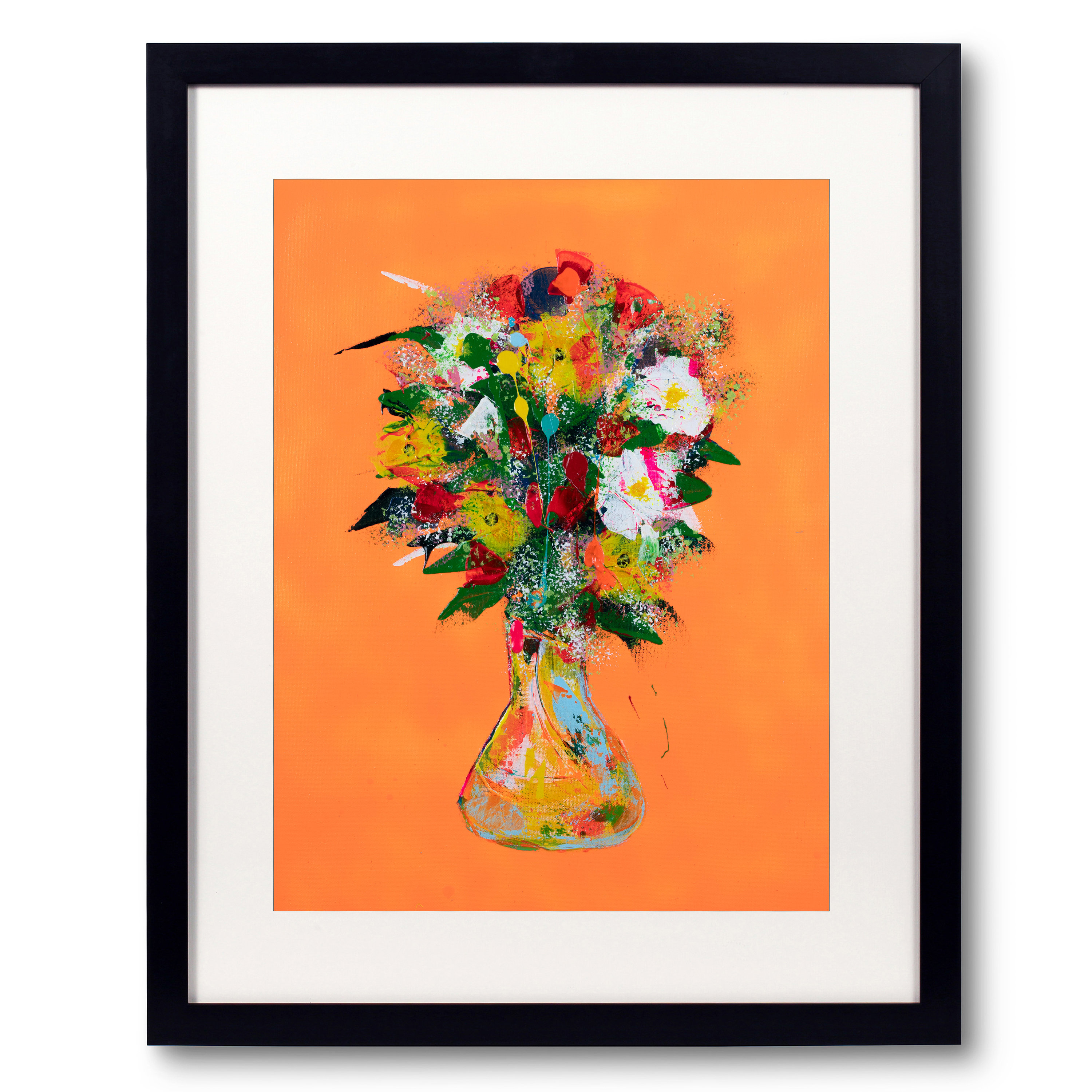 Made & Curated Flowers on Orange by Jphono 1 - Picture Frame Painting ...