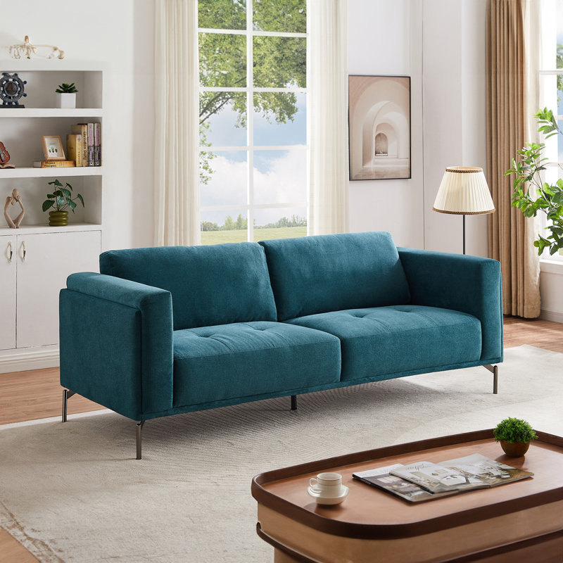 Latitude Run® Chenille 87'' Square Arm Sofa | Wayfair